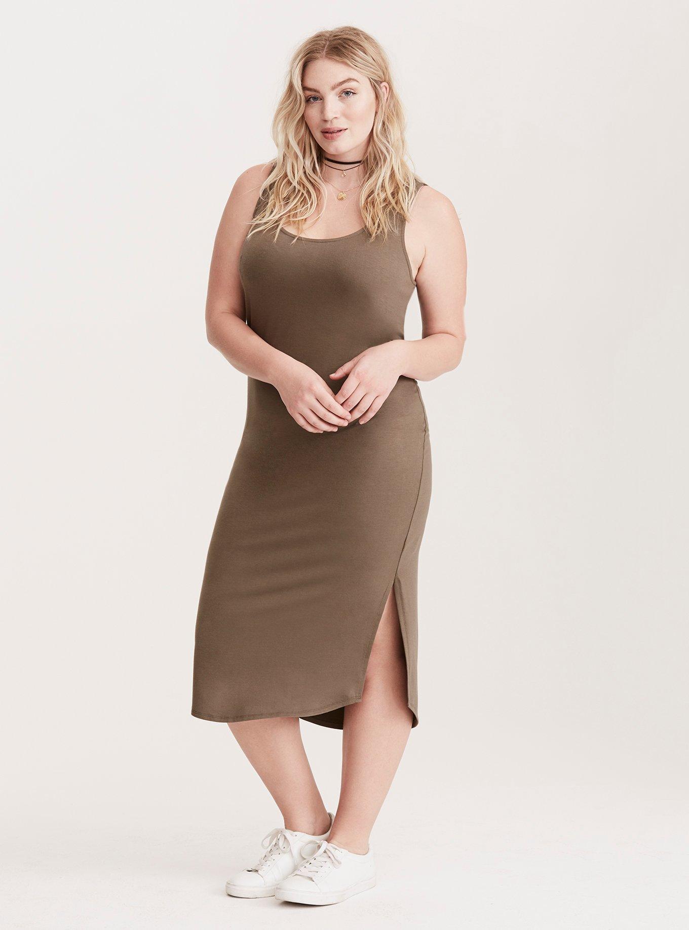 Plus Size - Jersey Knit Side Slit Tank Dress - Torrid