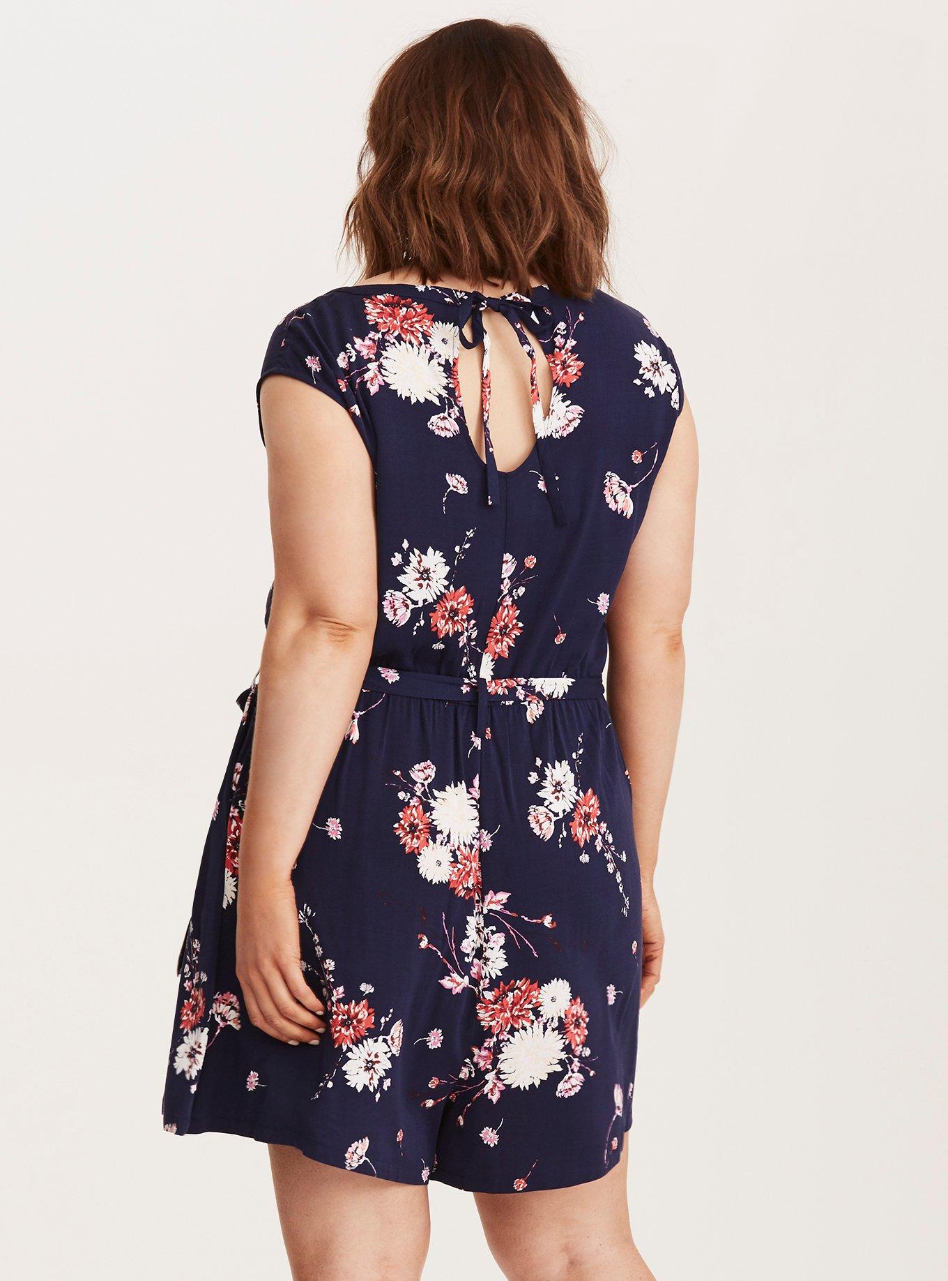 Plus Size - Floral Print Challis Button Front Romper - Torrid