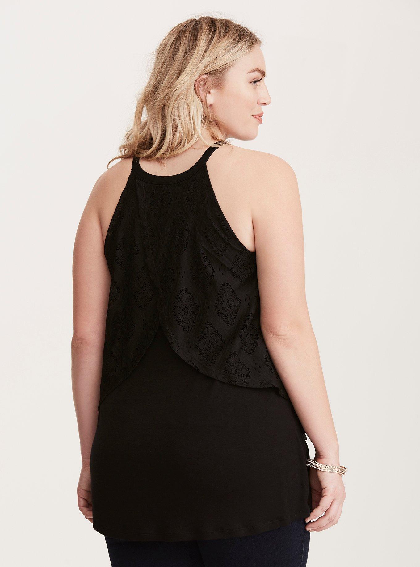 Plus Size - Crochet Double Layer Split Back Tank Top - Torrid