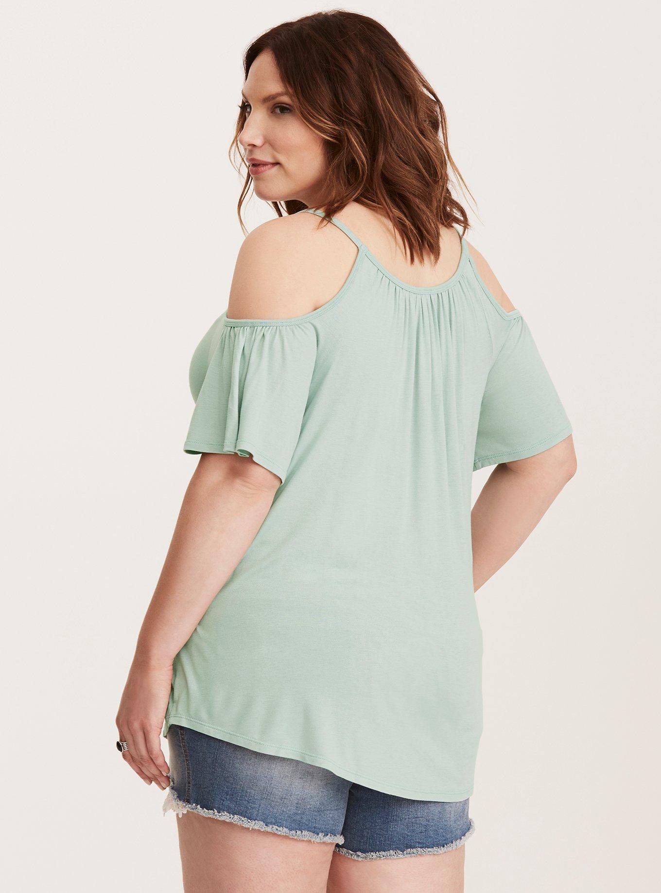Plus Size - Keyhole Neck Cold Shoulder Top - Torrid