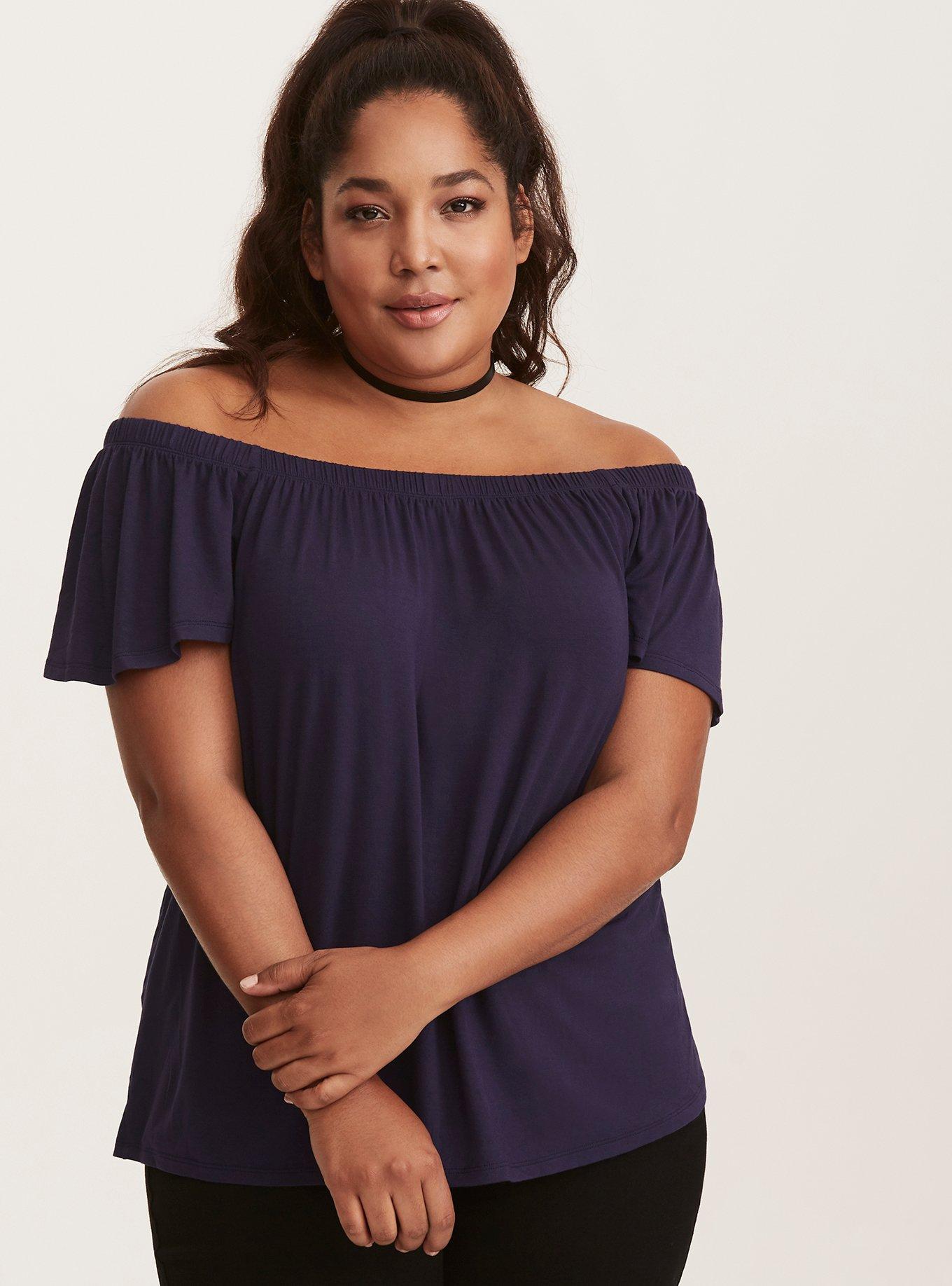 Plus Size - Off Shoulder Ruffle Tee - Torrid