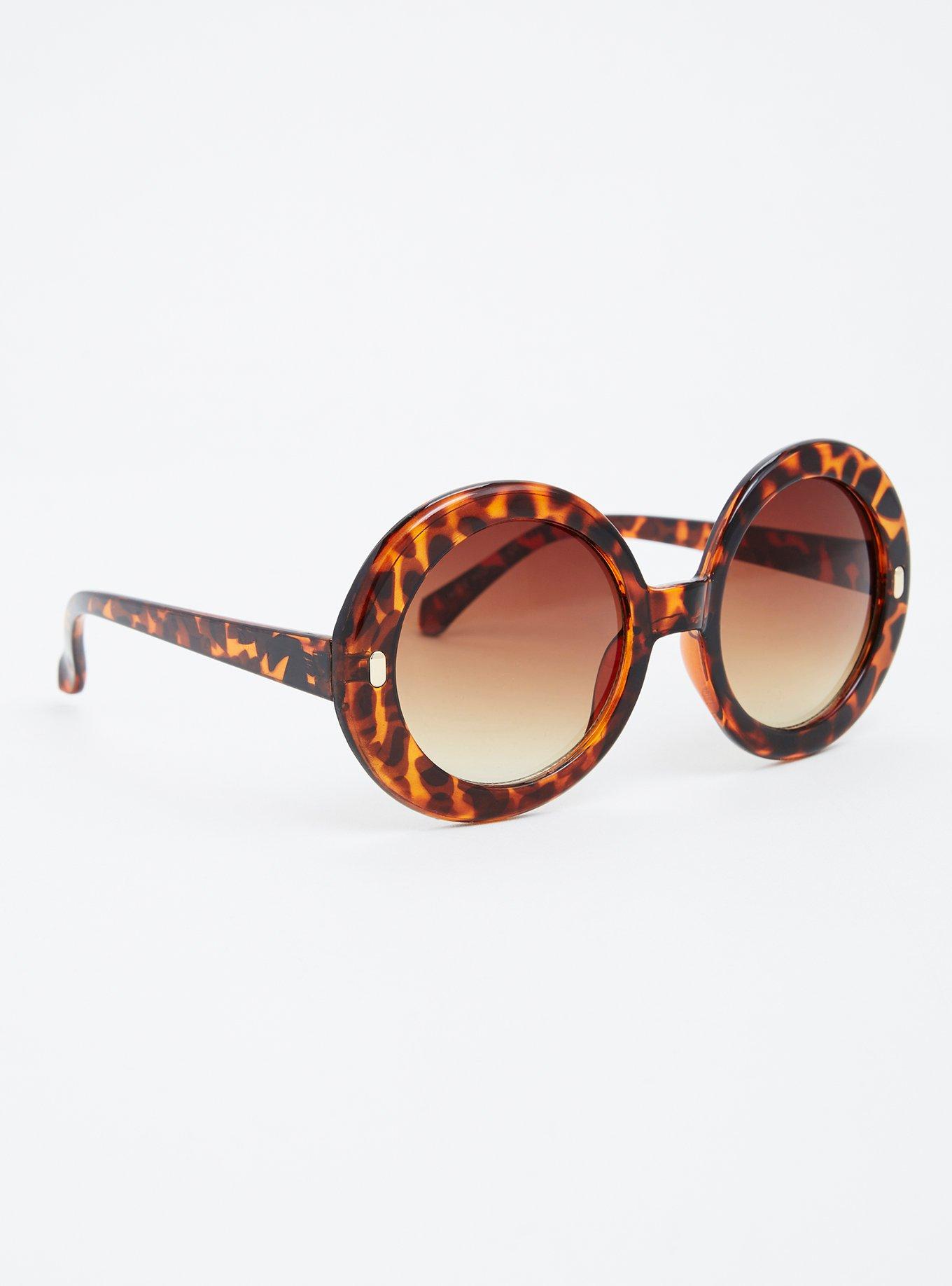Plus Size - Round Tortoise Print Sunglasses - Torrid