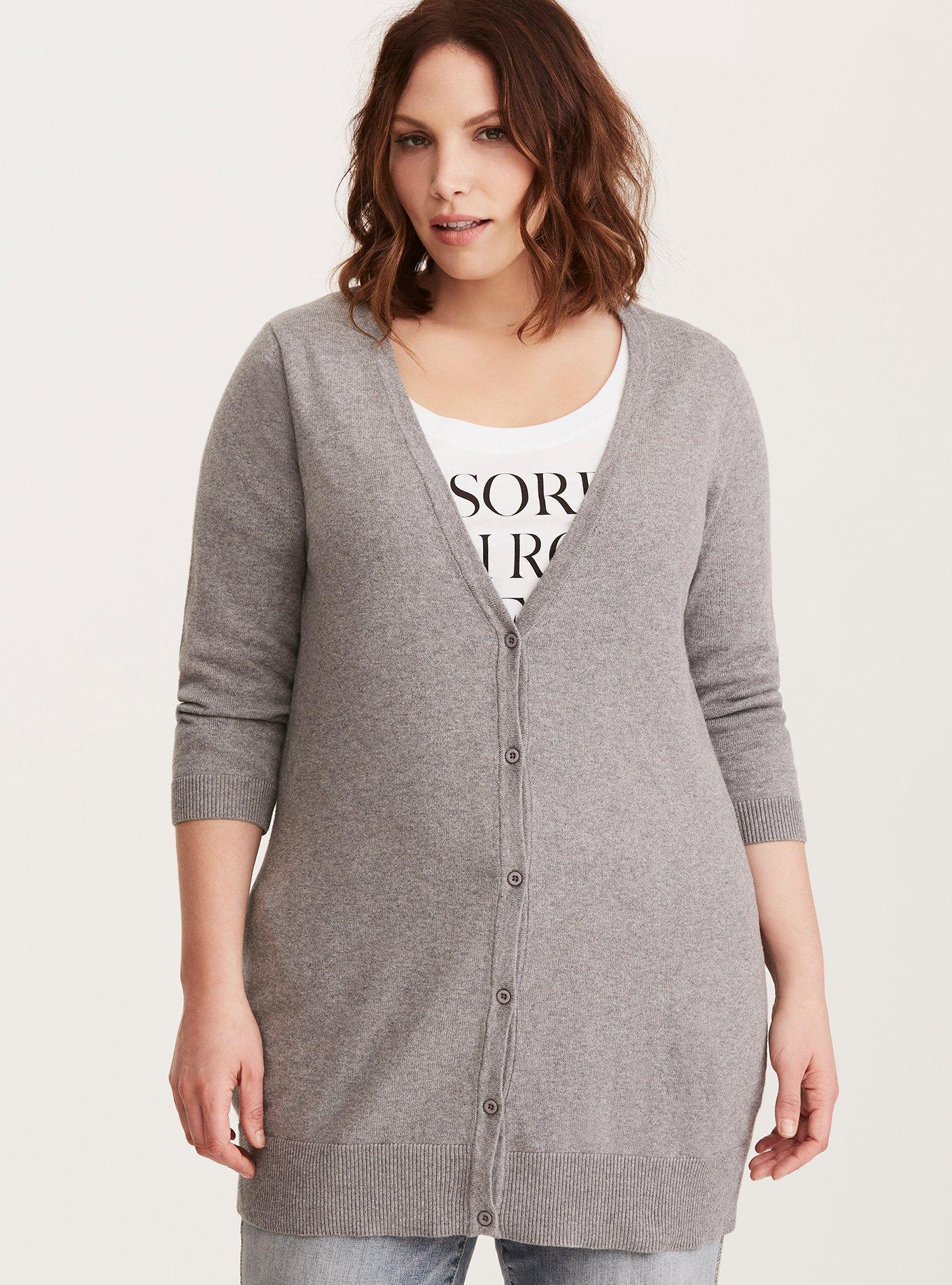 Plus Size - V-Neck Button Front Long Cardigan - Torrid