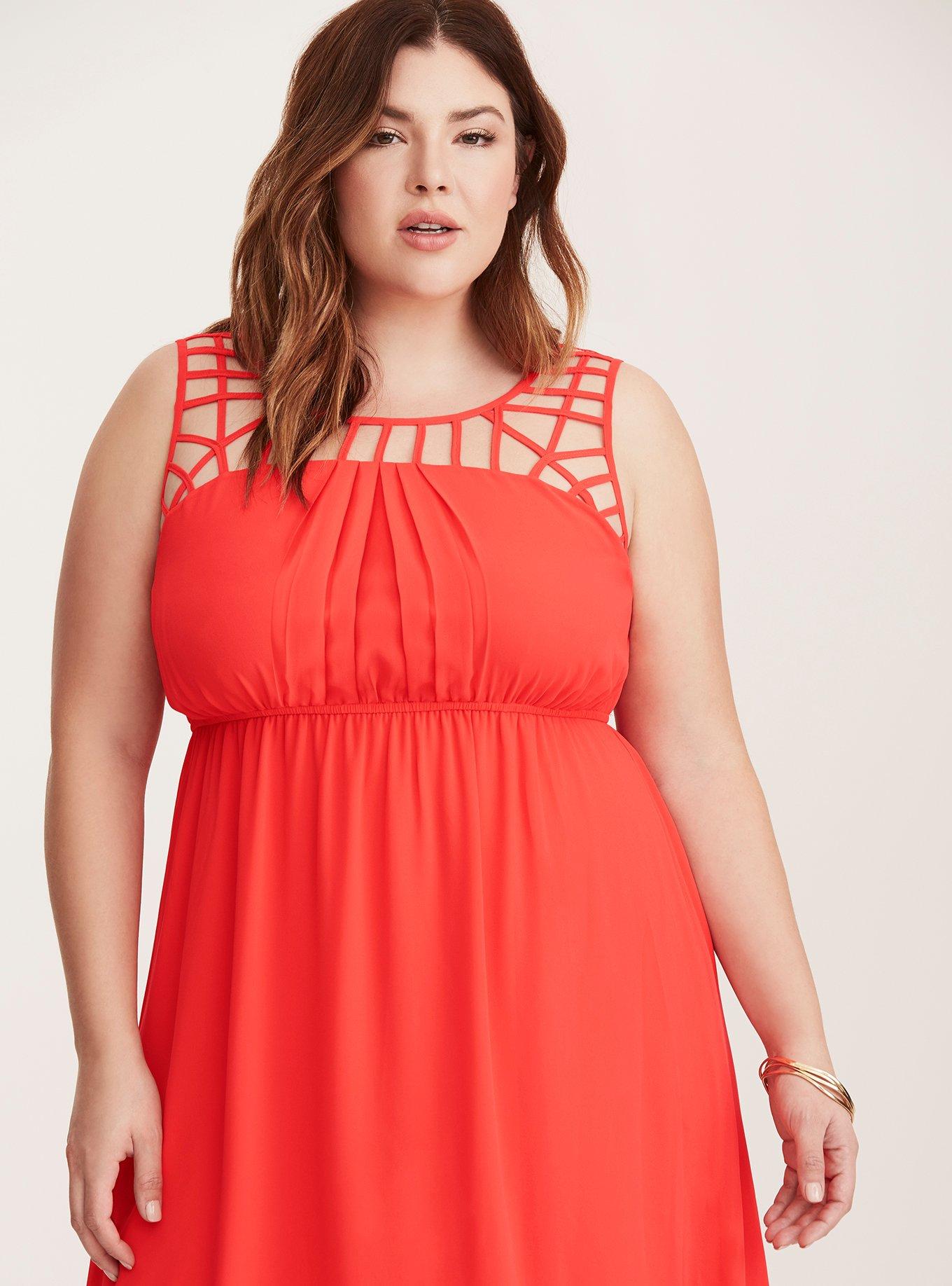 Plus Size - Lattice Inset Hi-Lo Maxi Dress - Torrid