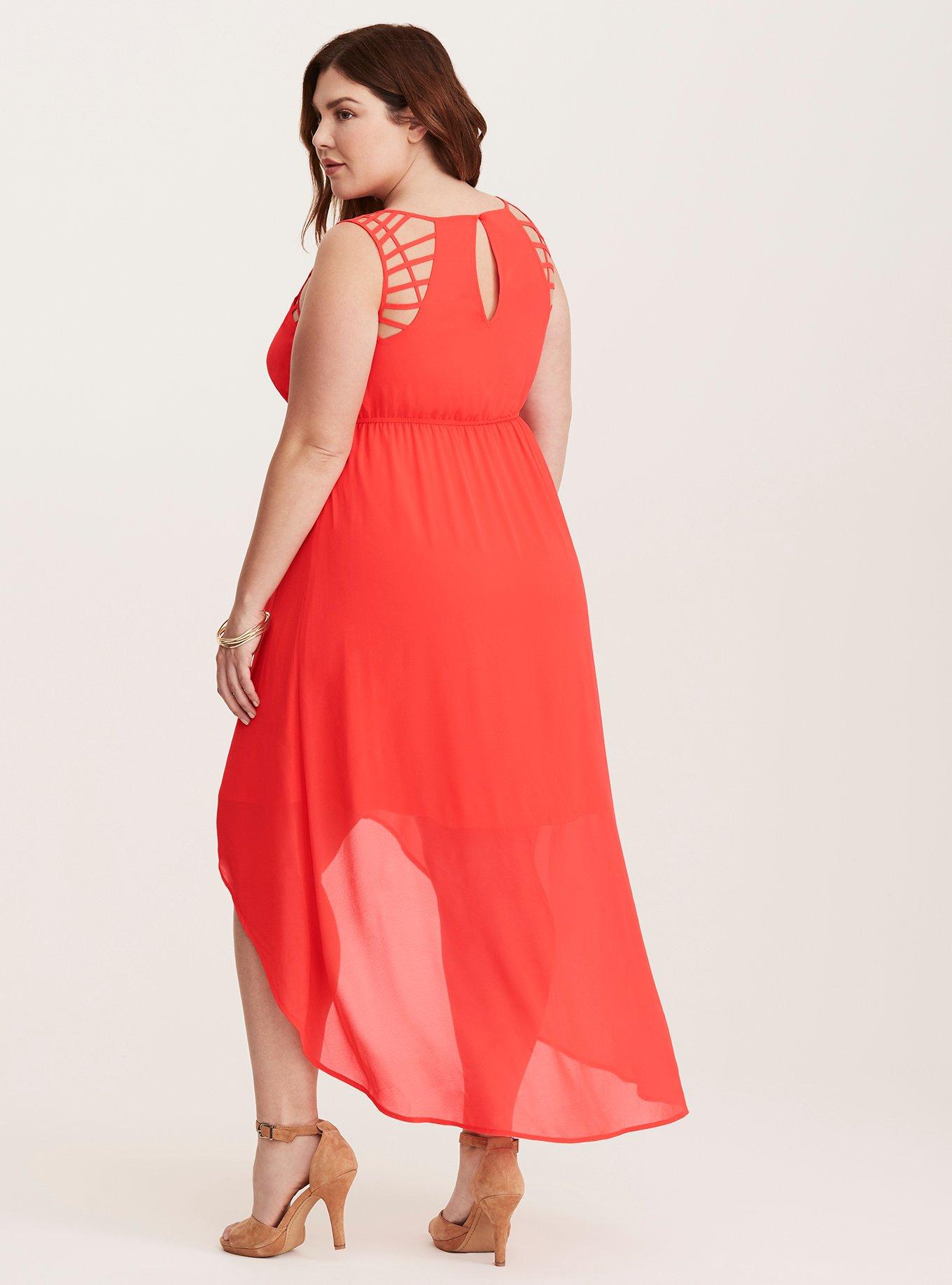 Plus Size - Lattice Inset Hi-Lo Maxi Dress - Torrid
