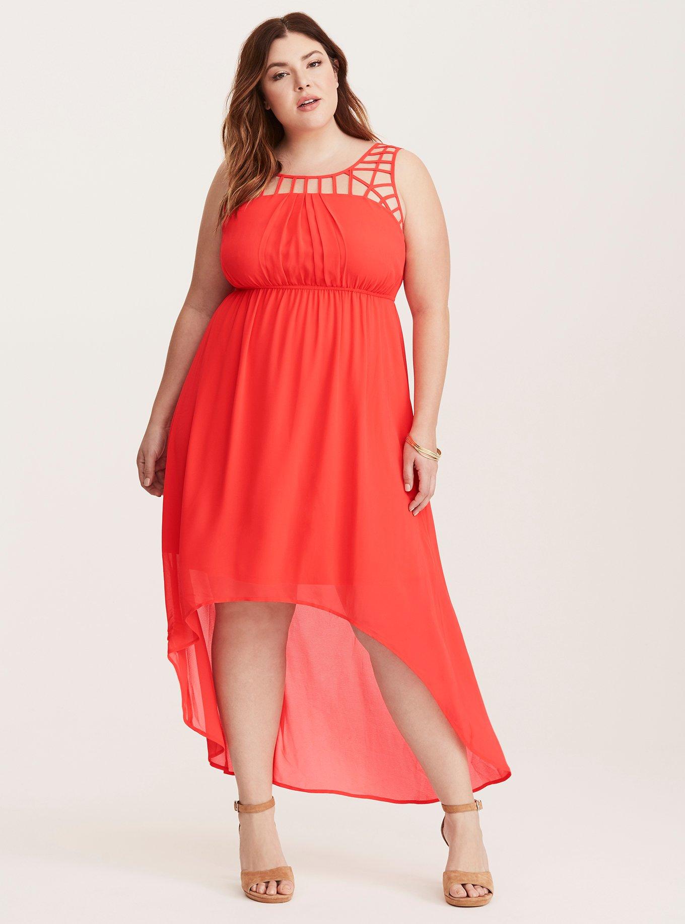 Plus Size - Lattice Inset Hi-Lo Maxi Dress - Torrid