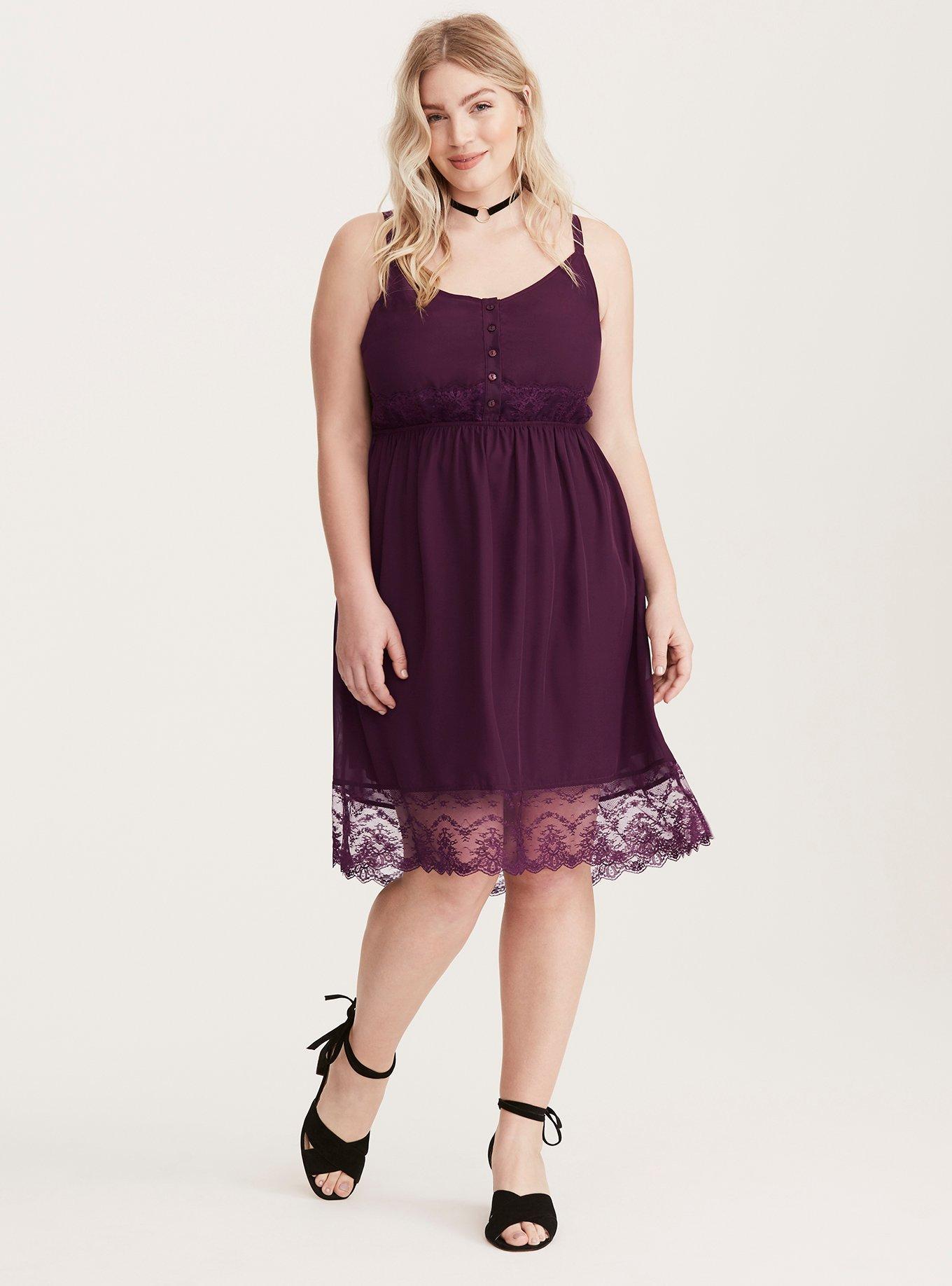 Plus Size - Lace Inset Slip Dress - Torrid