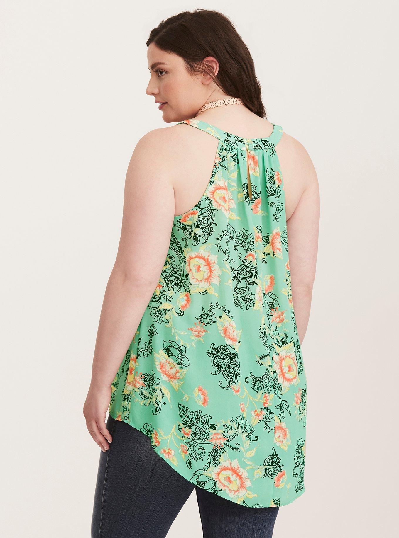 Plus Size - Floral Print Georgette High Neck Tank Top - Torrid