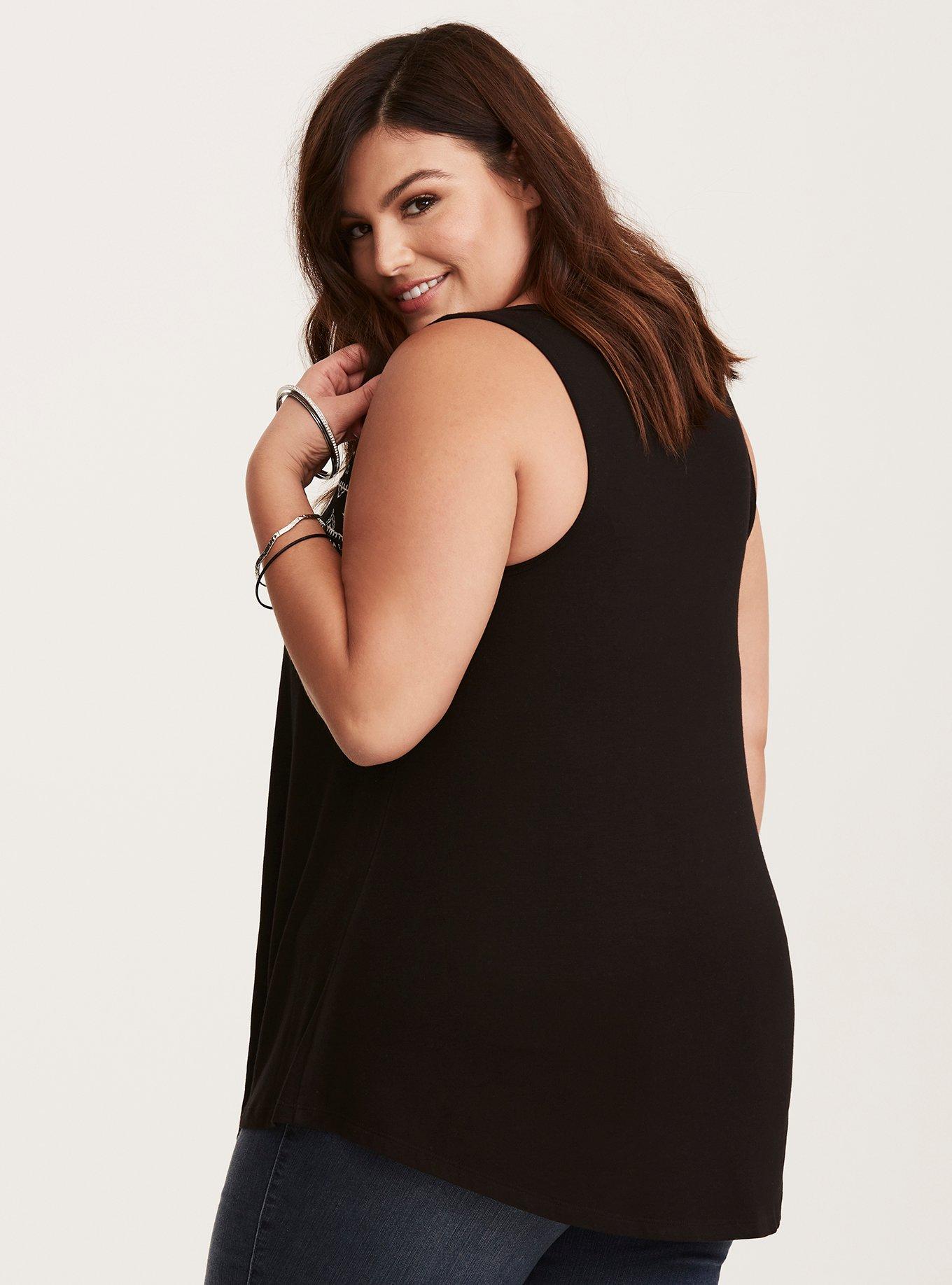 Plus Size - Black & White Embroidered Tank - Torrid