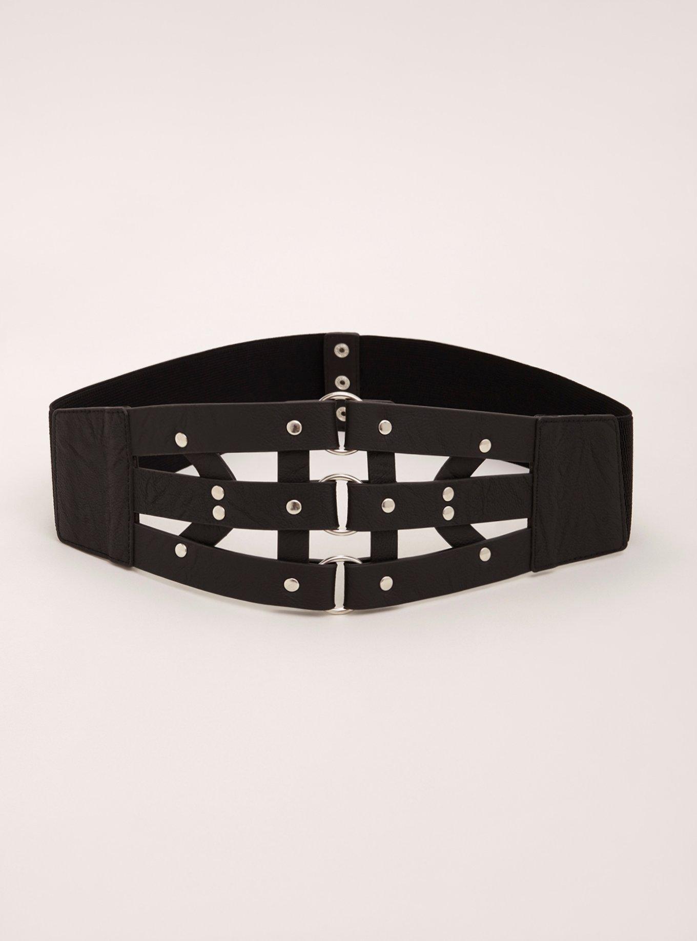 Plus Size - Studded Cage O-Ring Stretch Belt - Torrid