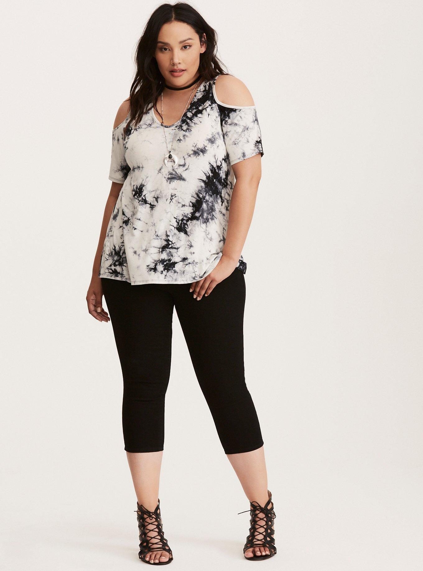Plus Size - Tie Dye Cold Shoulder Tee - Torrid