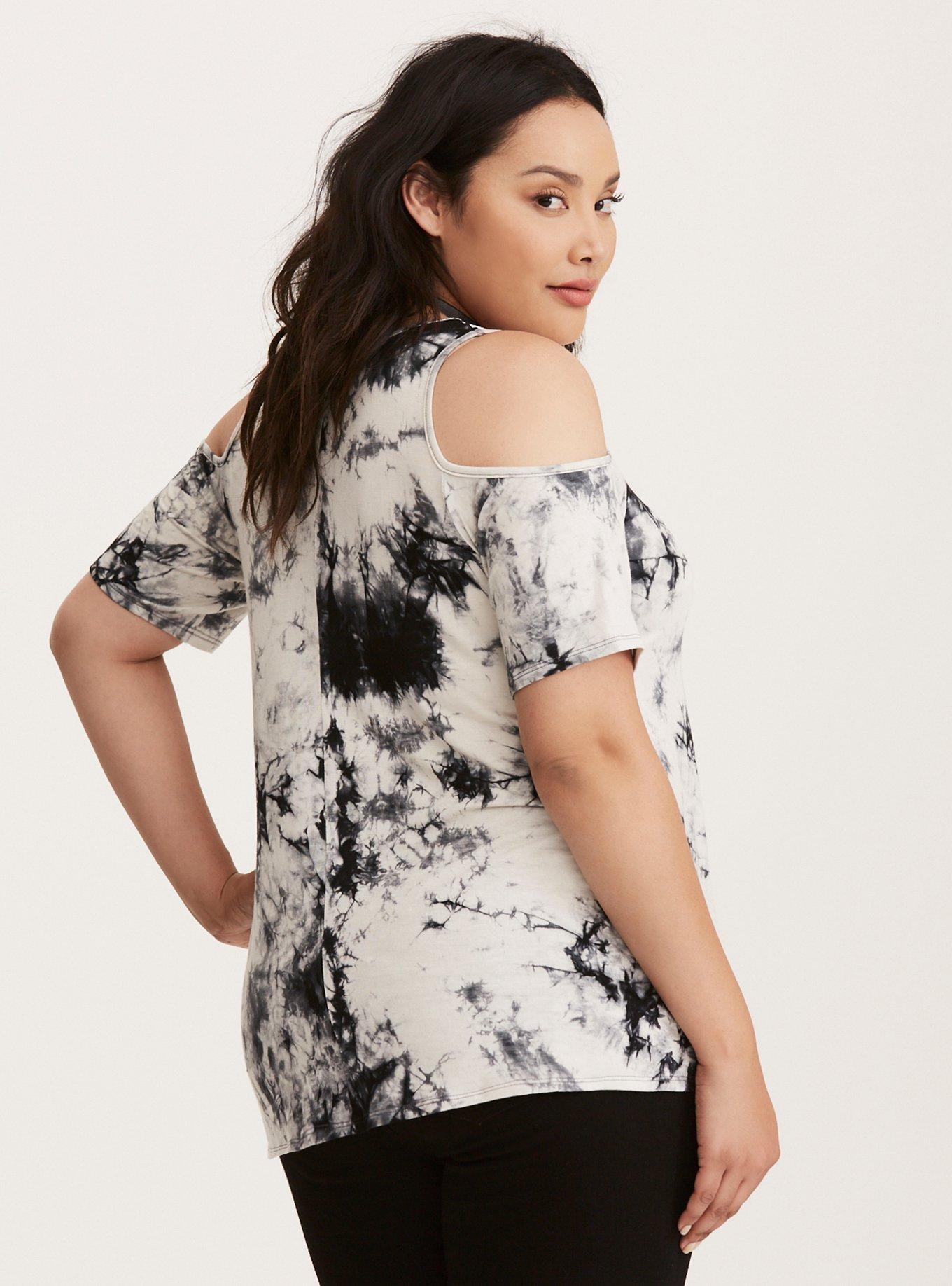 Plus Size - Tie Dye Cold Shoulder Tee - Torrid