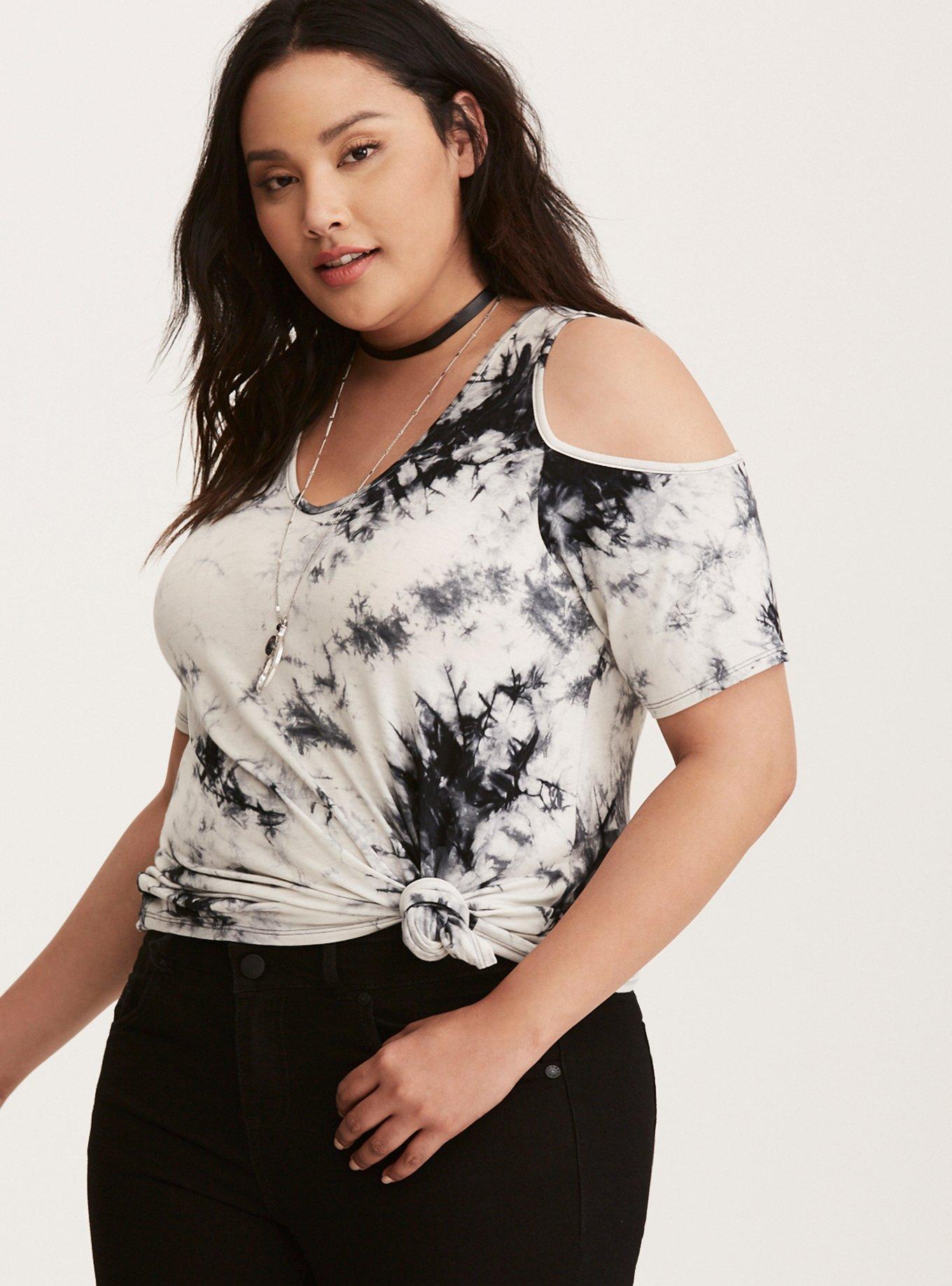 Plus Size - Tie Dye Cold Shoulder Tee - Torrid