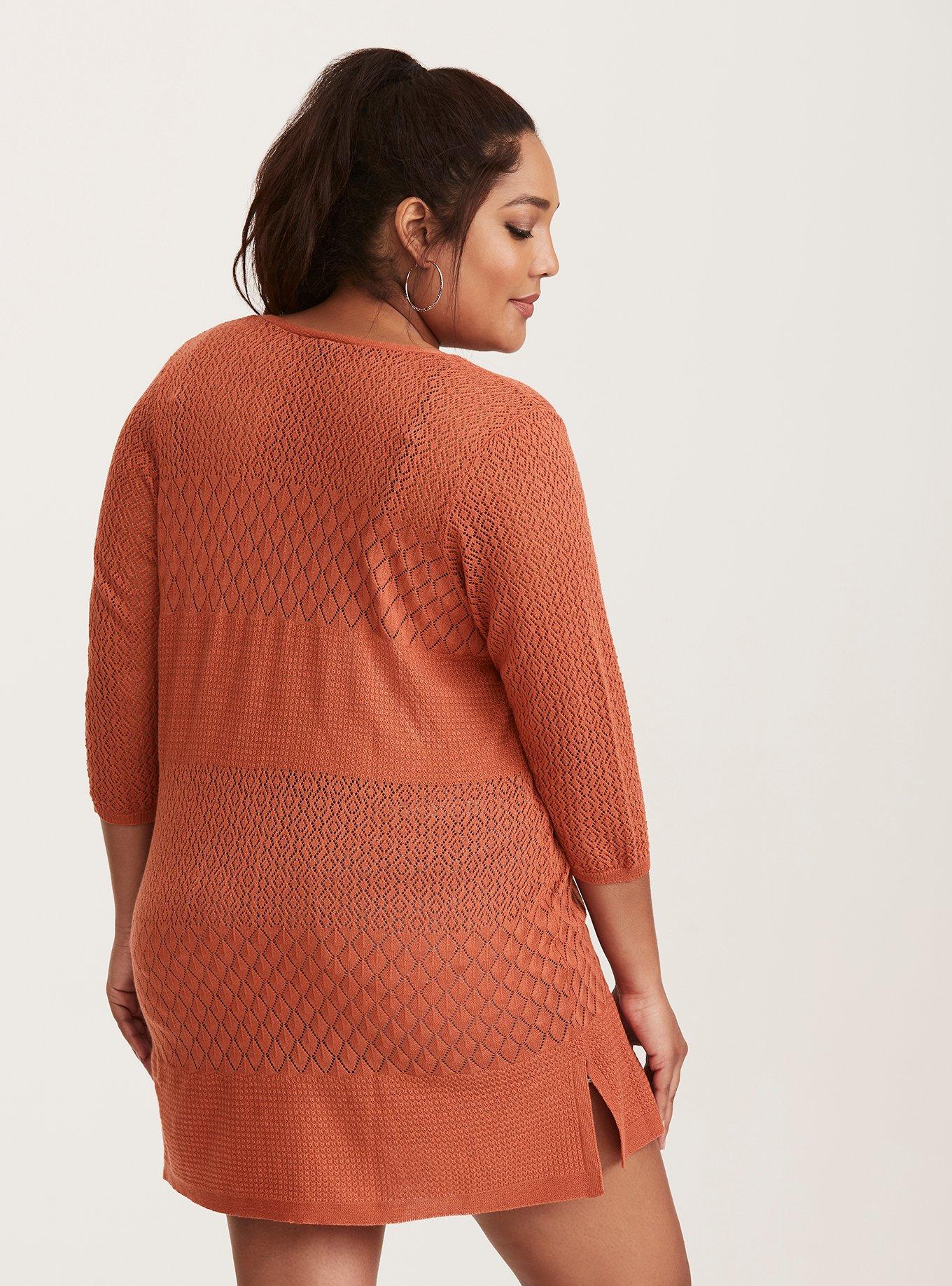 Plus Size - Pointelle Knit Open Front Cardigan - Torrid