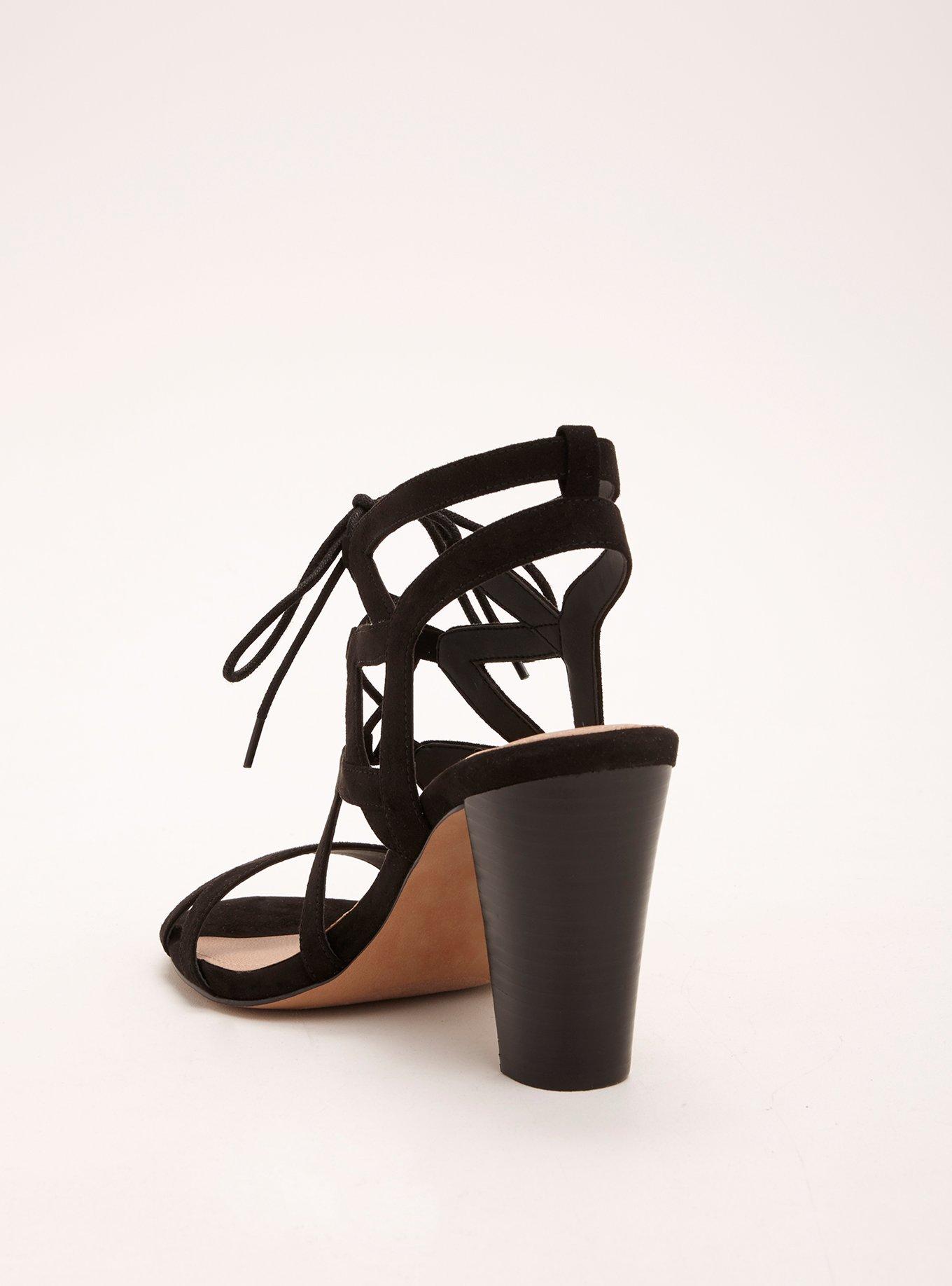 Plus Size - Black Caged Block Sandal (Wide Width) - Torrid