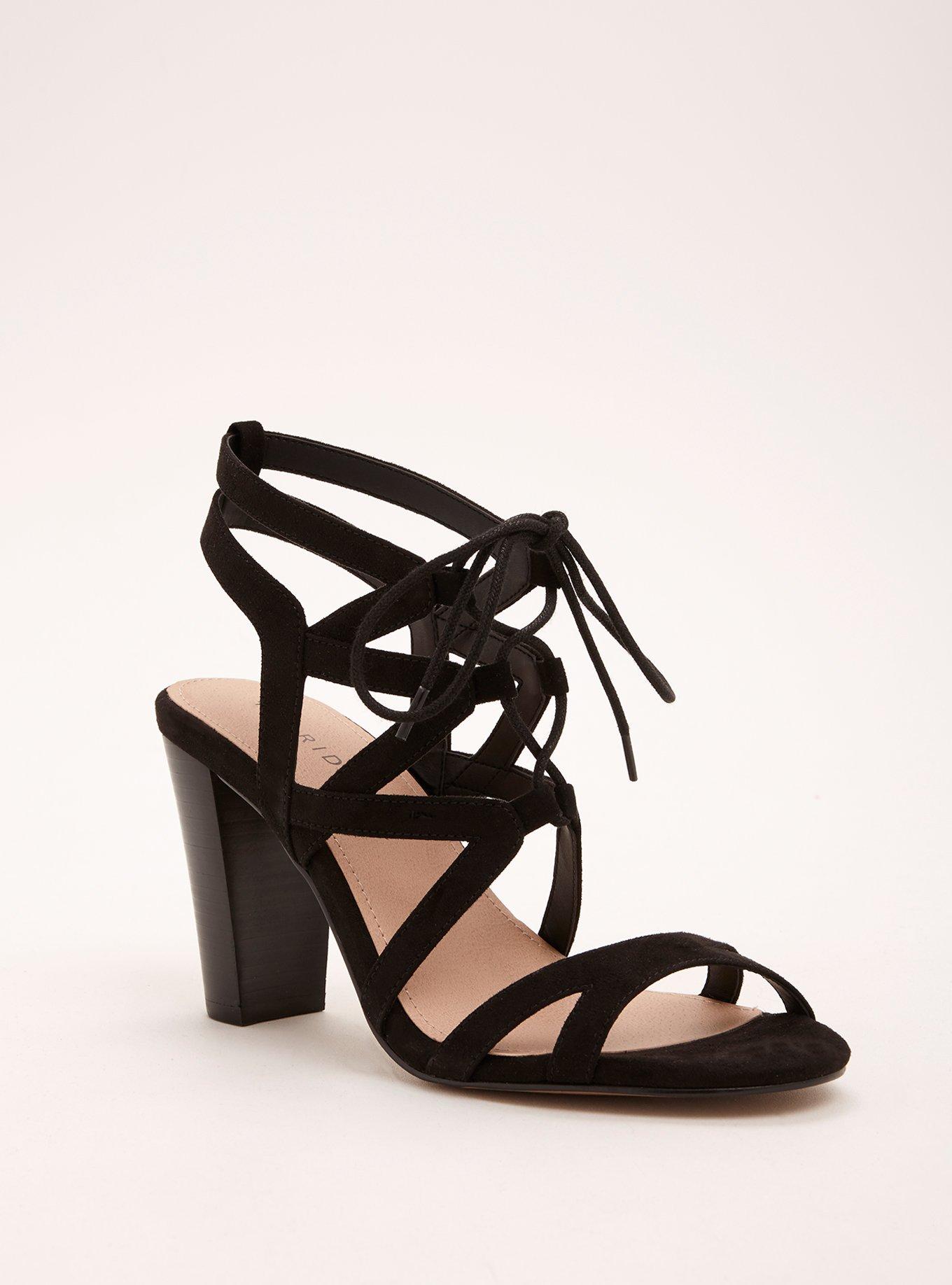 Plus Size - Black Caged Block Sandal (Wide Width) - Torrid