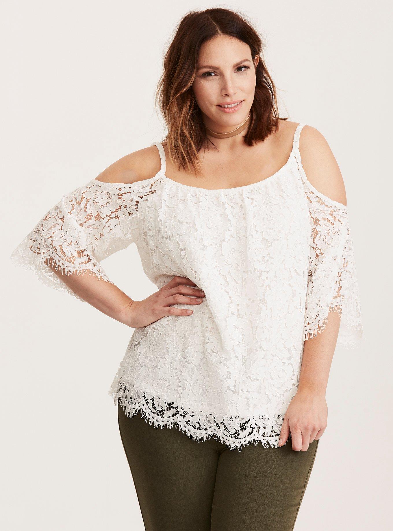 Plus Size - Lace Cold Shoulder Blouse - Torrid