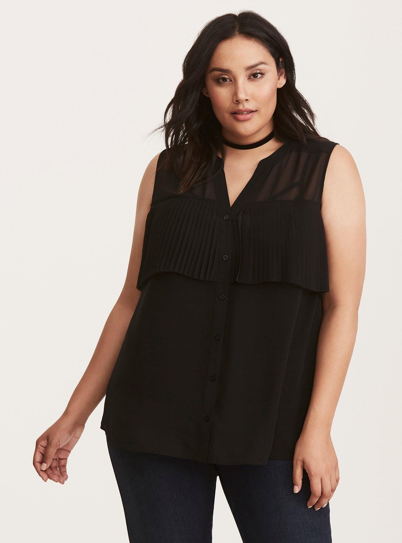 Plus Size - Chiffon Pleated Ruffle Tank Top - Torrid