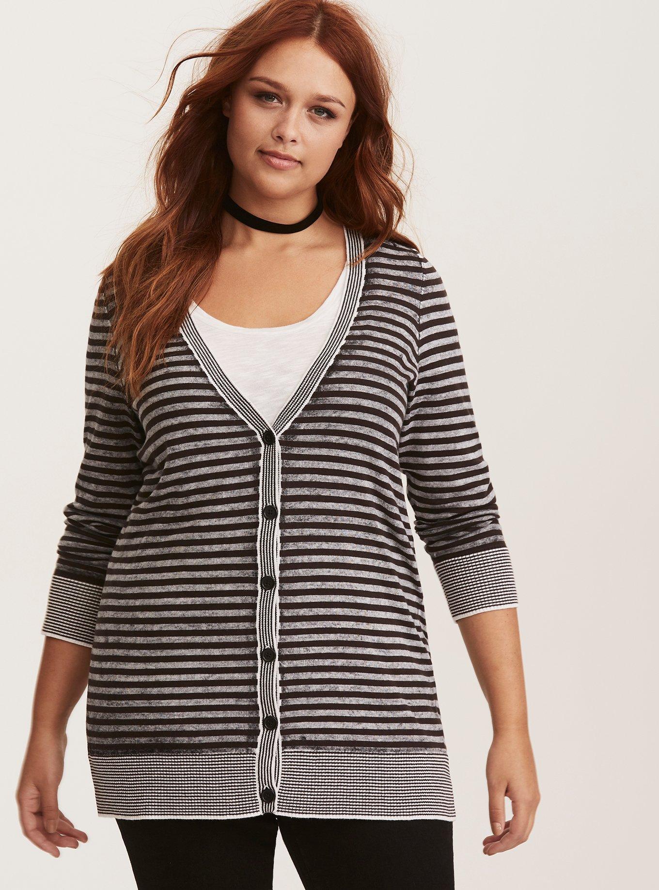 Plus Size - Stripe Boyfriend Cardigan - Torrid
