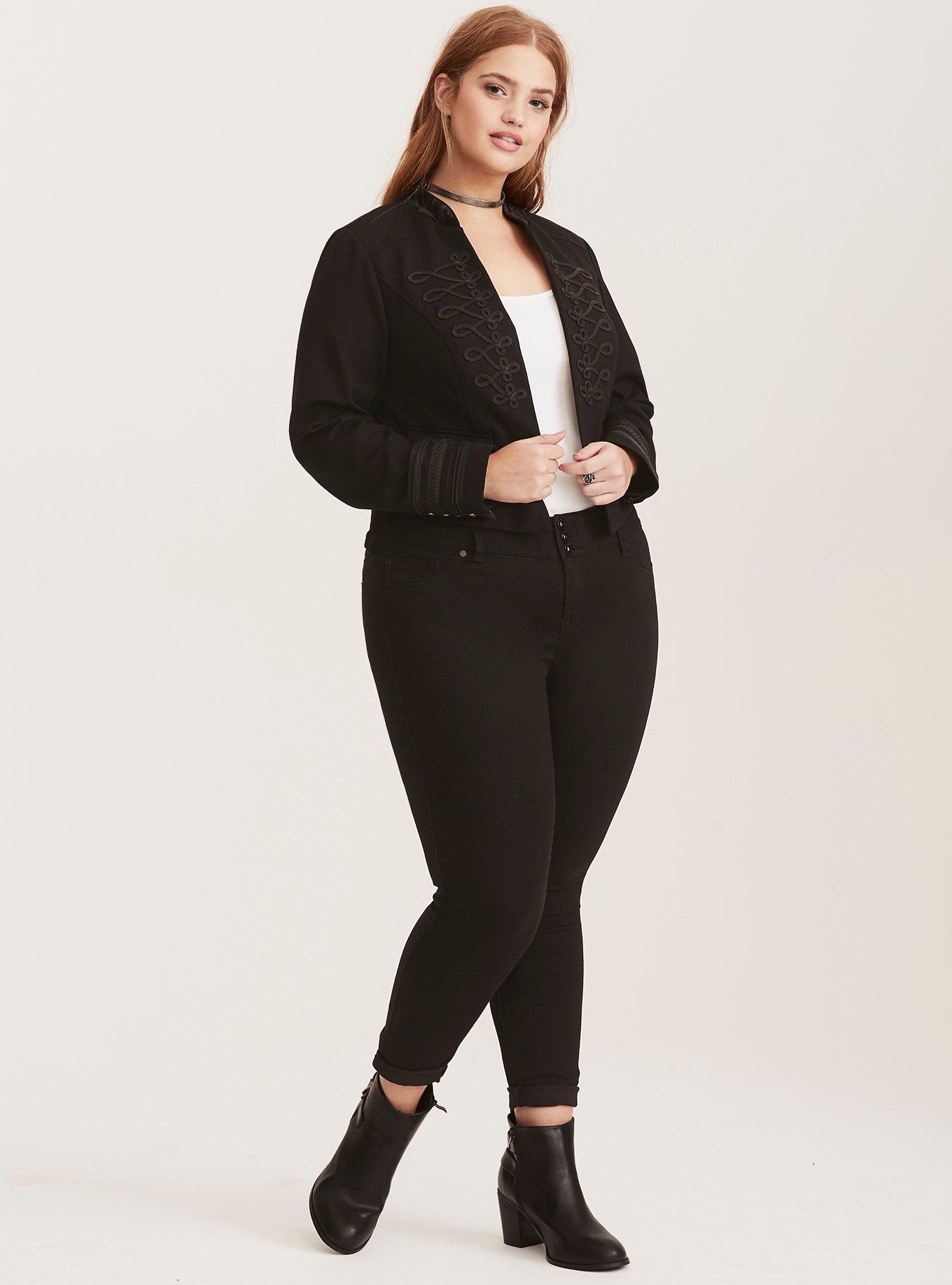 Plus Size - Embellished Stretch Military Jacket - Torrid
