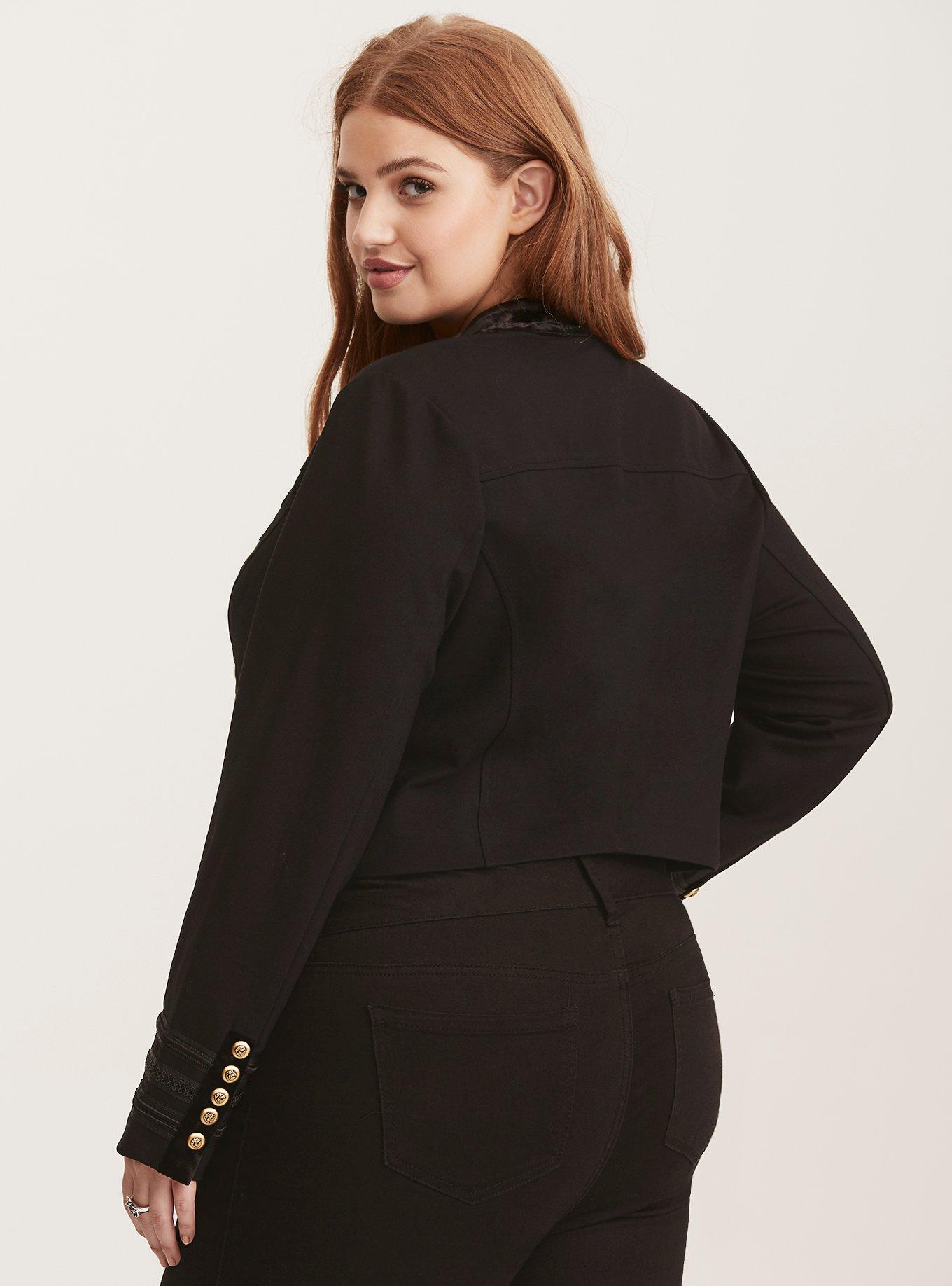Plus Size - Embellished Stretch Military Jacket - Torrid