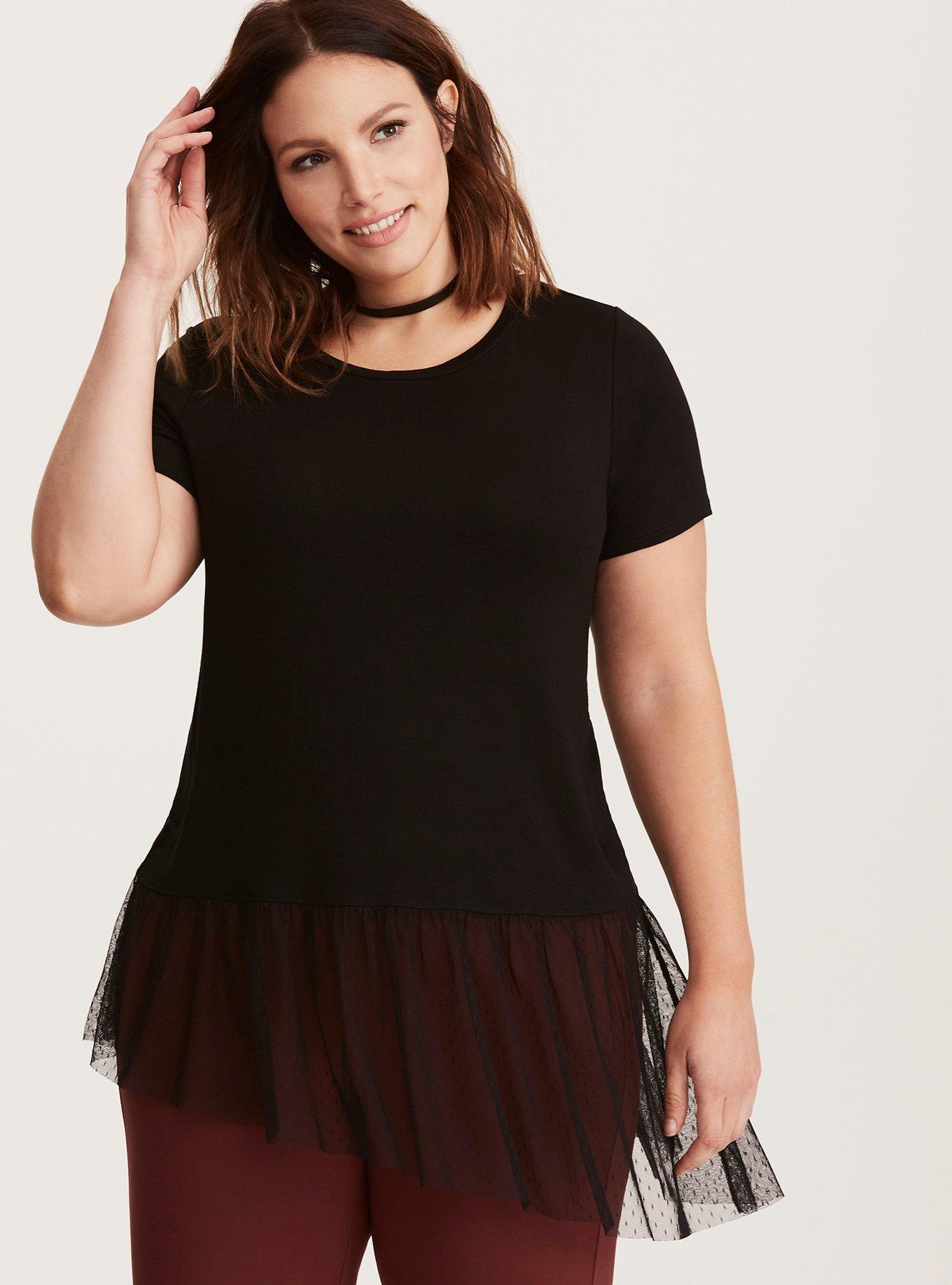 Plus Size - Mesh Bottom Tee - Torrid