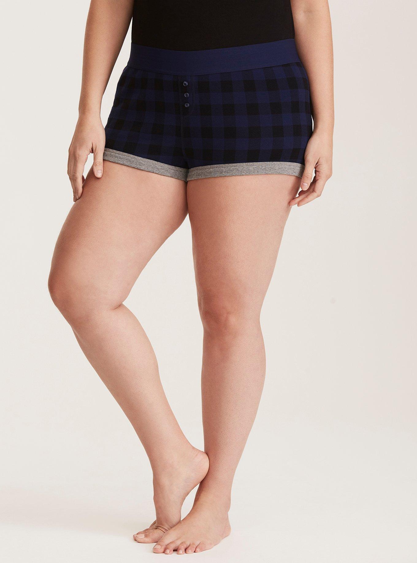 Plus Size - Sleep Plaid Waffle Knit Shorts - Torrid