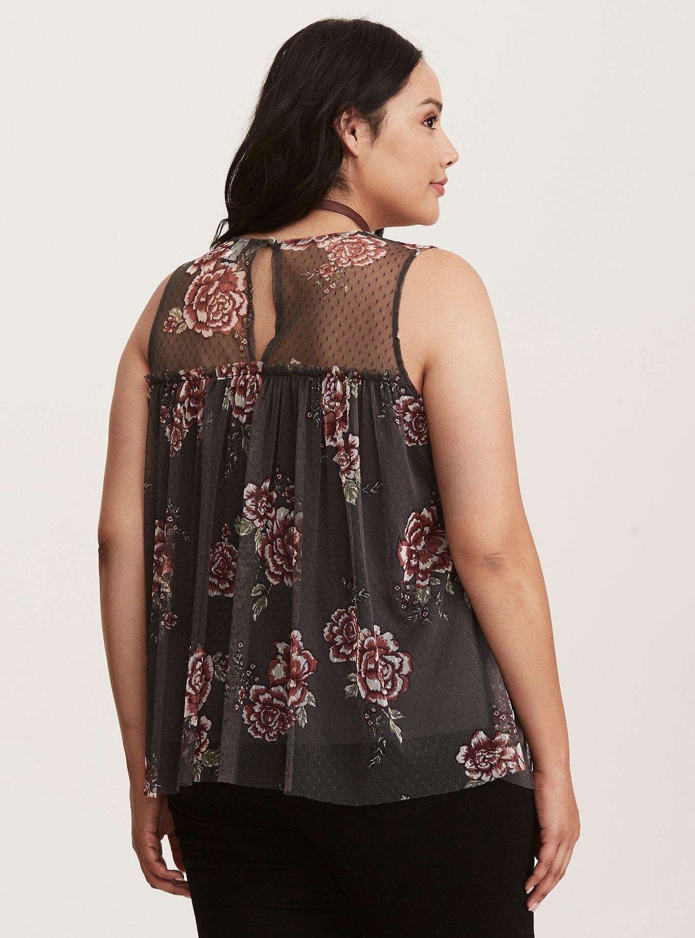 Plus Size - Floral Print Mesh Tank Top - Torrid