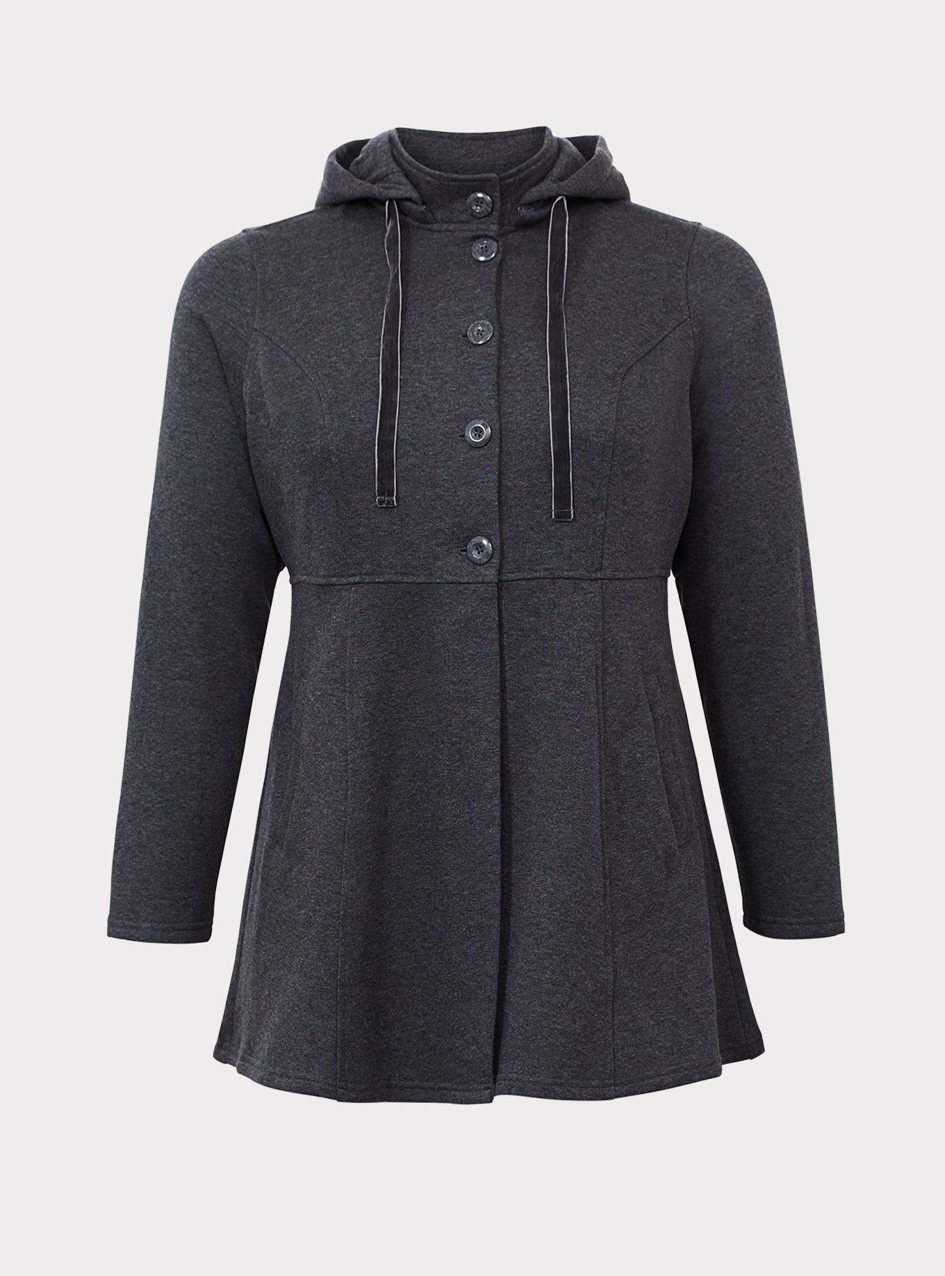 Plus Size - Charcoal Hooded Knit Coat - Torrid
