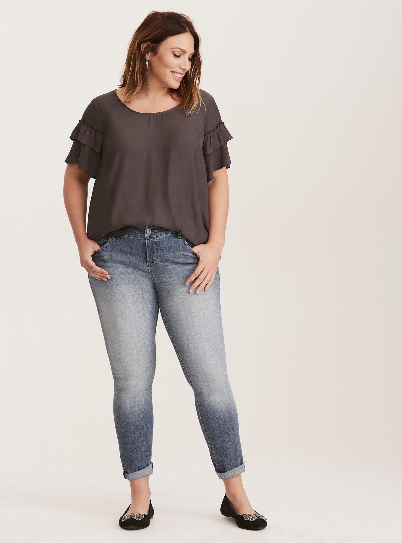 Plus Size - Crepe Ruffle Sleeve Top - Torrid