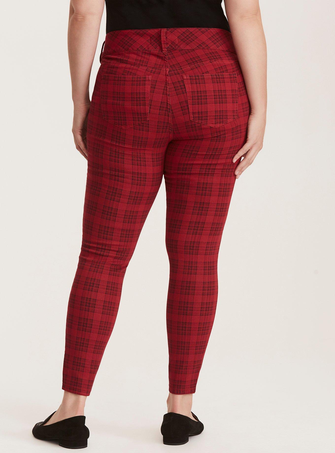 Plus Size - Jeggings - Plaid Print Red Wash - Torrid