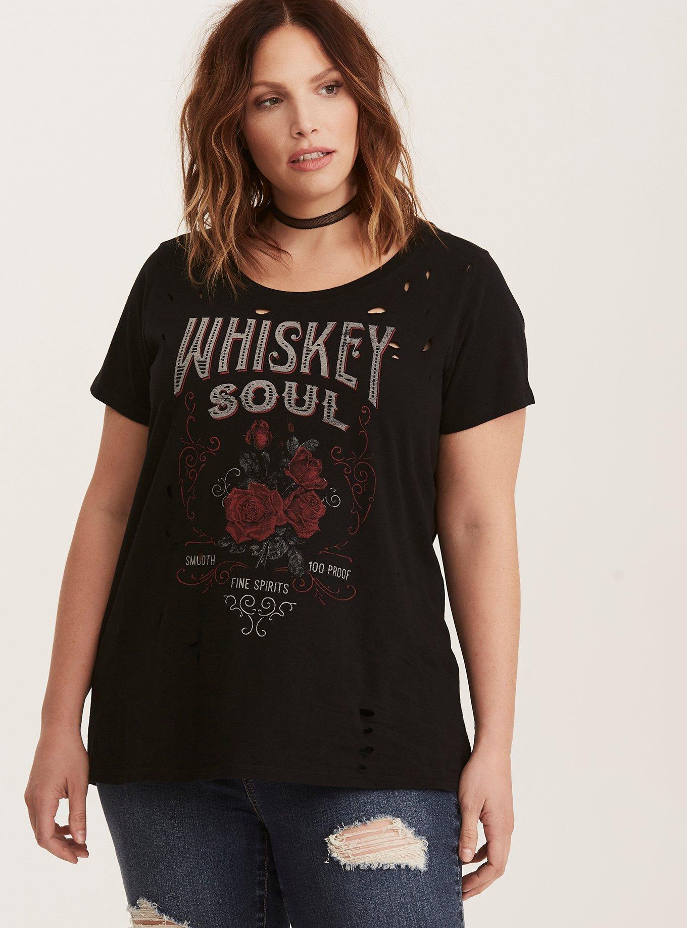 Plus Size - Whiskey Soul Distressed Crew Neck Tee - Torrid