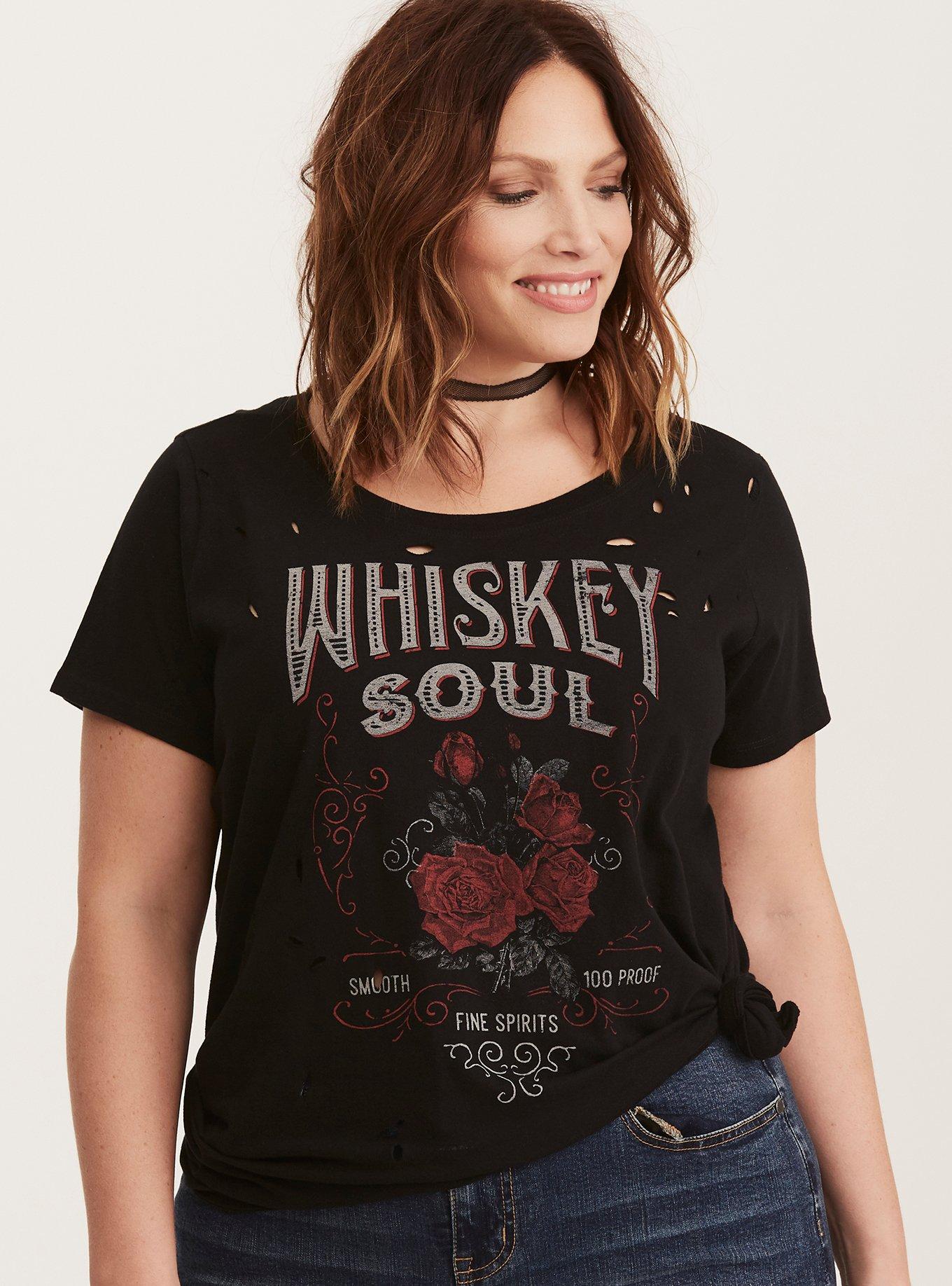 Plus Size - Whiskey Soul Distressed Crew Neck Tee - Torrid