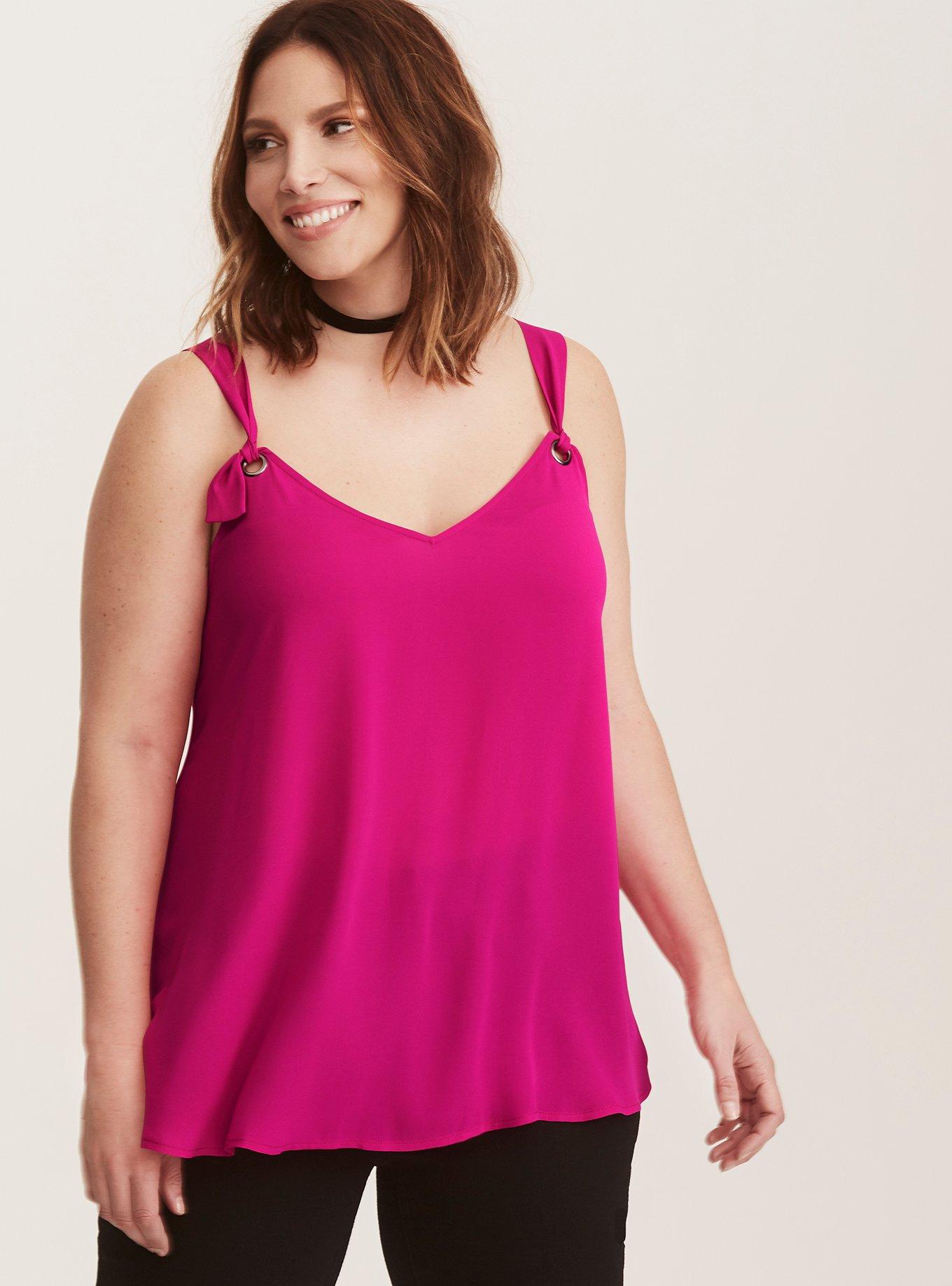 Plus Size - Hot Pink Georgette O-Ring Cami - Torrid
