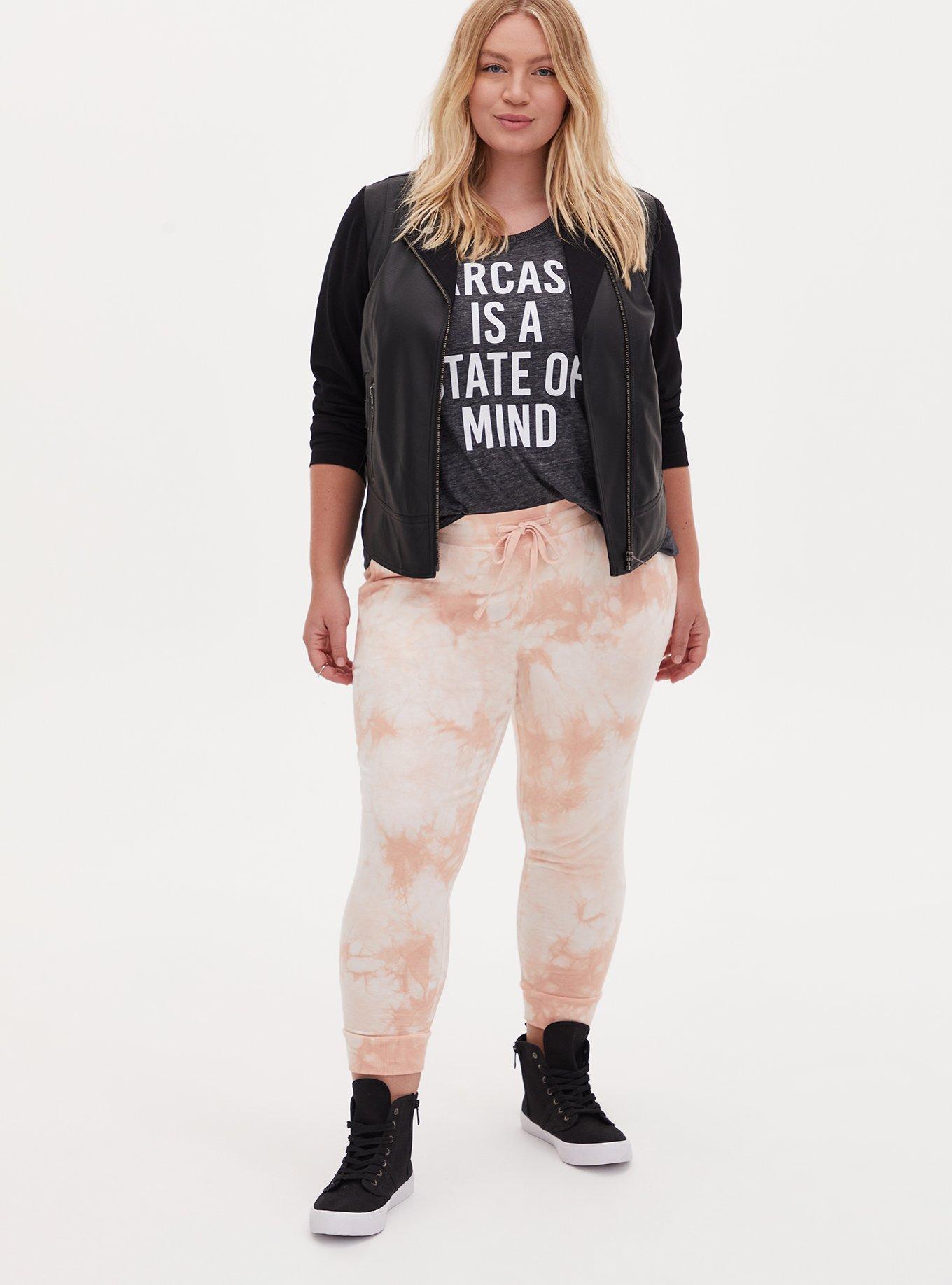 Plus Size - Black Faux Leather & Ponte Moto Jacket - Torrid