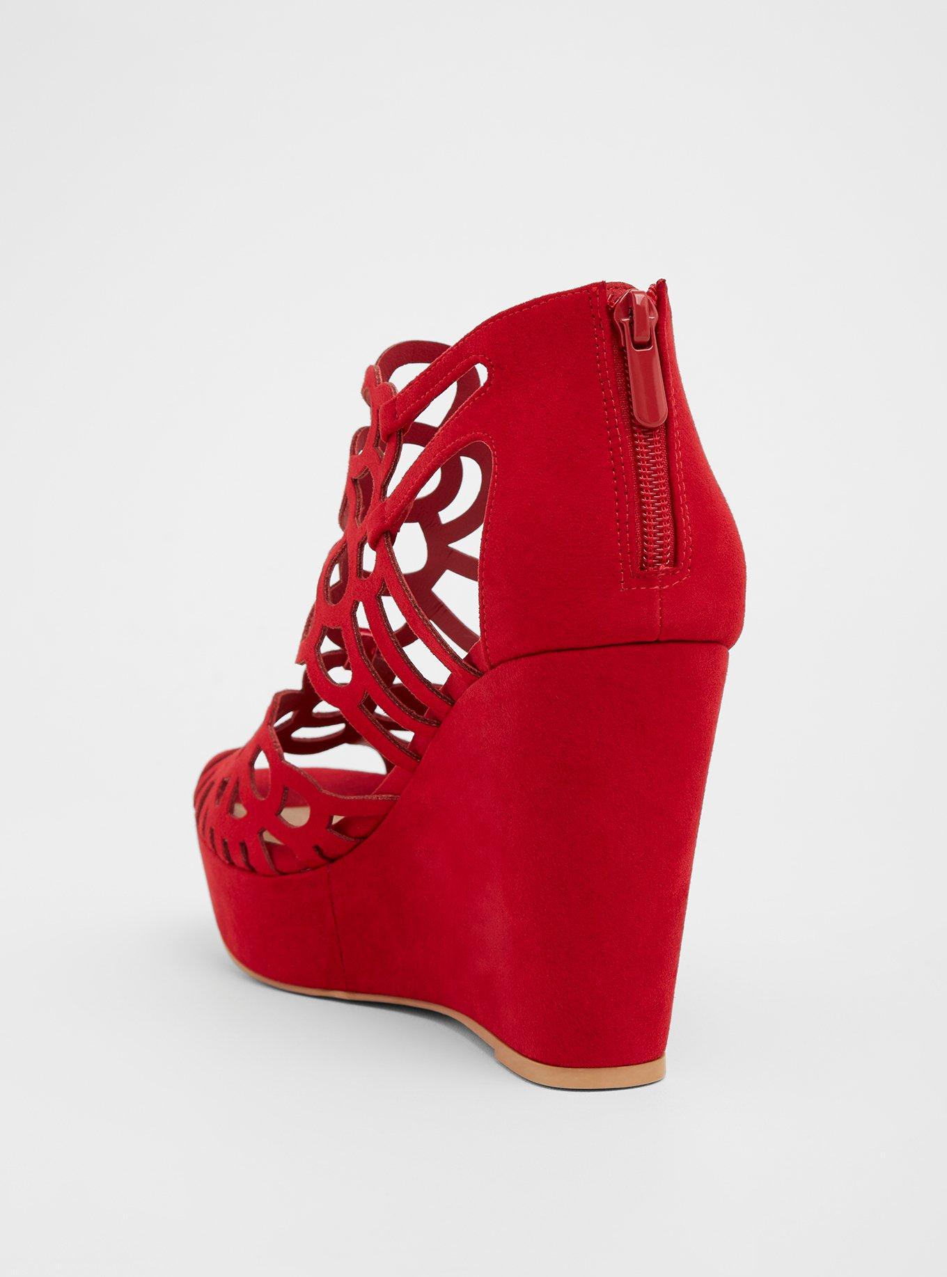 Plus Size - Red Circle Cutout Wedge Platforms (Wide Width) - Torrid
