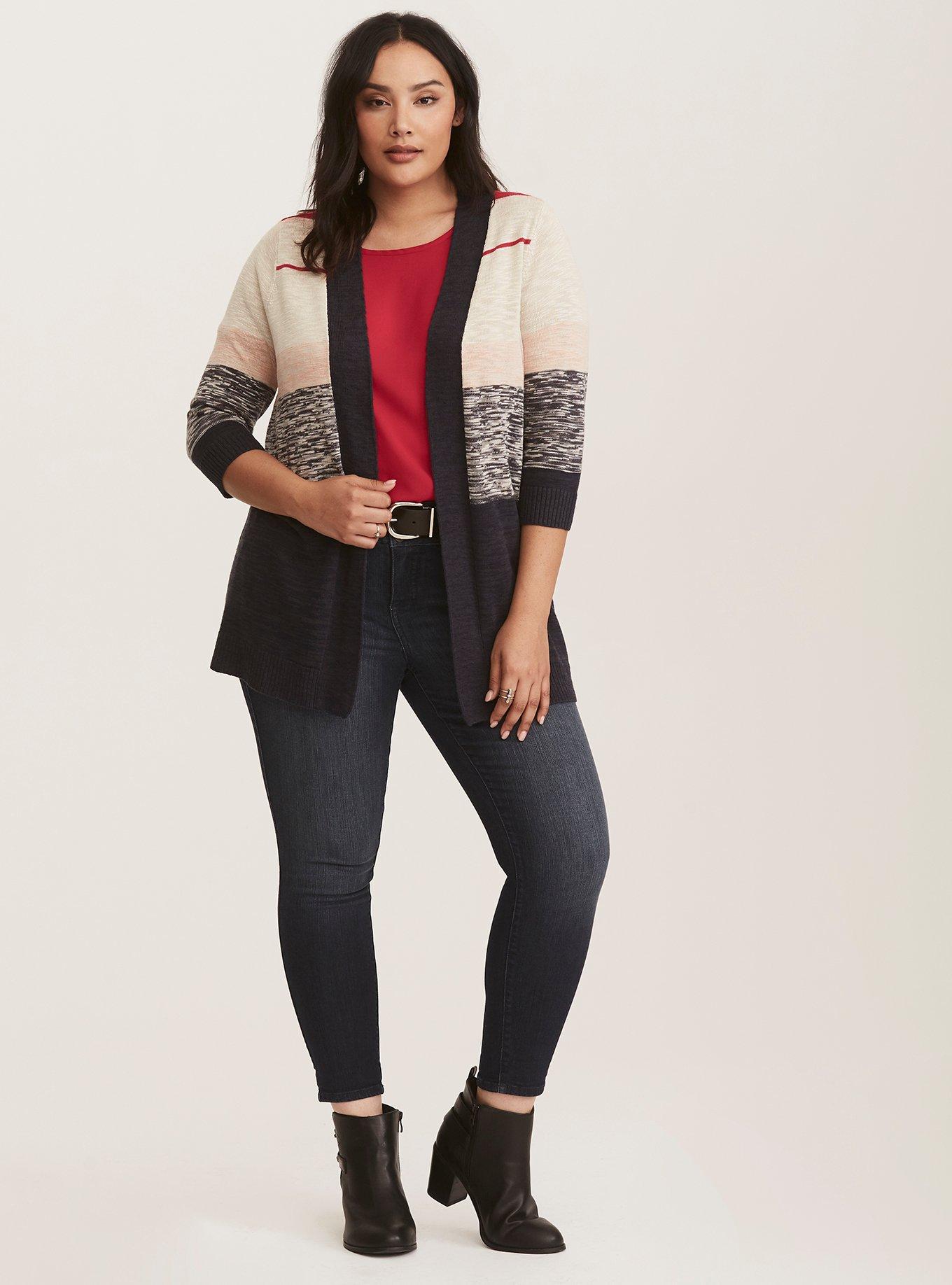 Plus Size - Striped Open Cardigan - Torrid