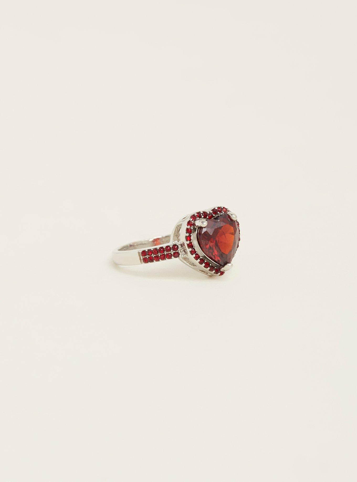 Plus Size - Red Heart Rhinestone Ring - Torrid
