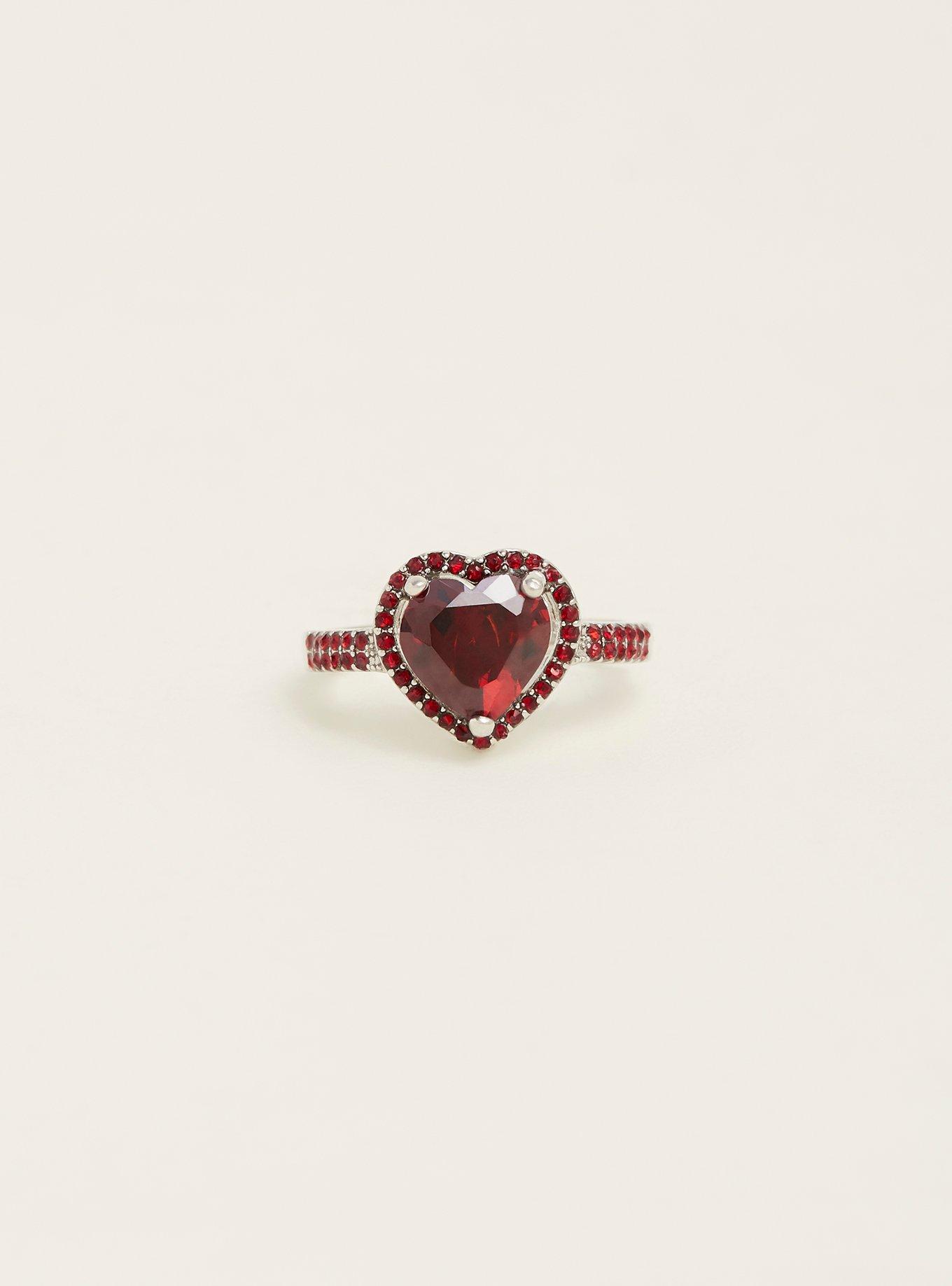 Plus Size - Red Heart Rhinestone Ring - Torrid