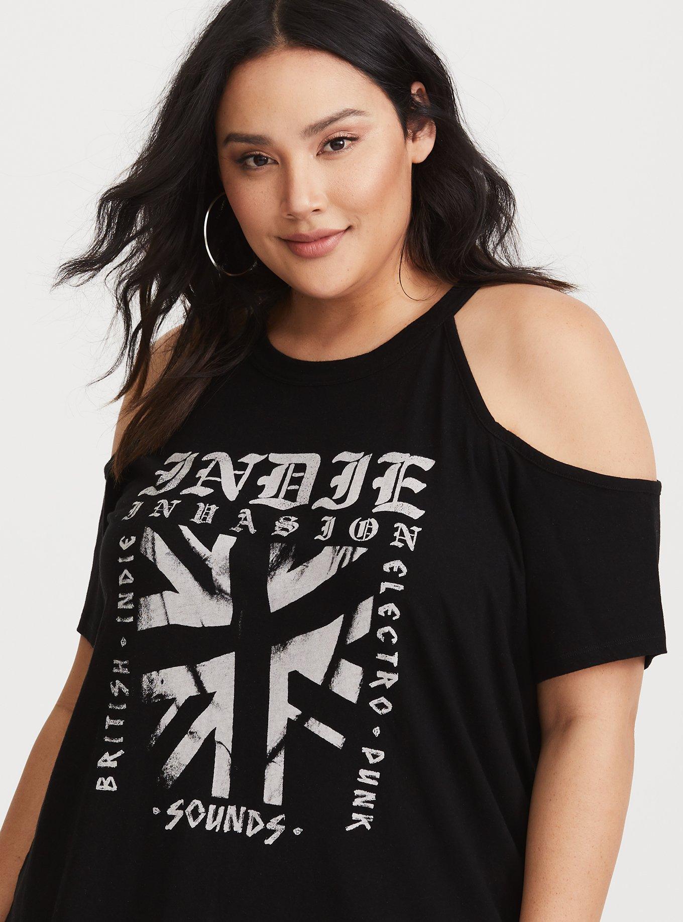 Plus Size - Black Cold Shoulder Graphic Tee - Torrid