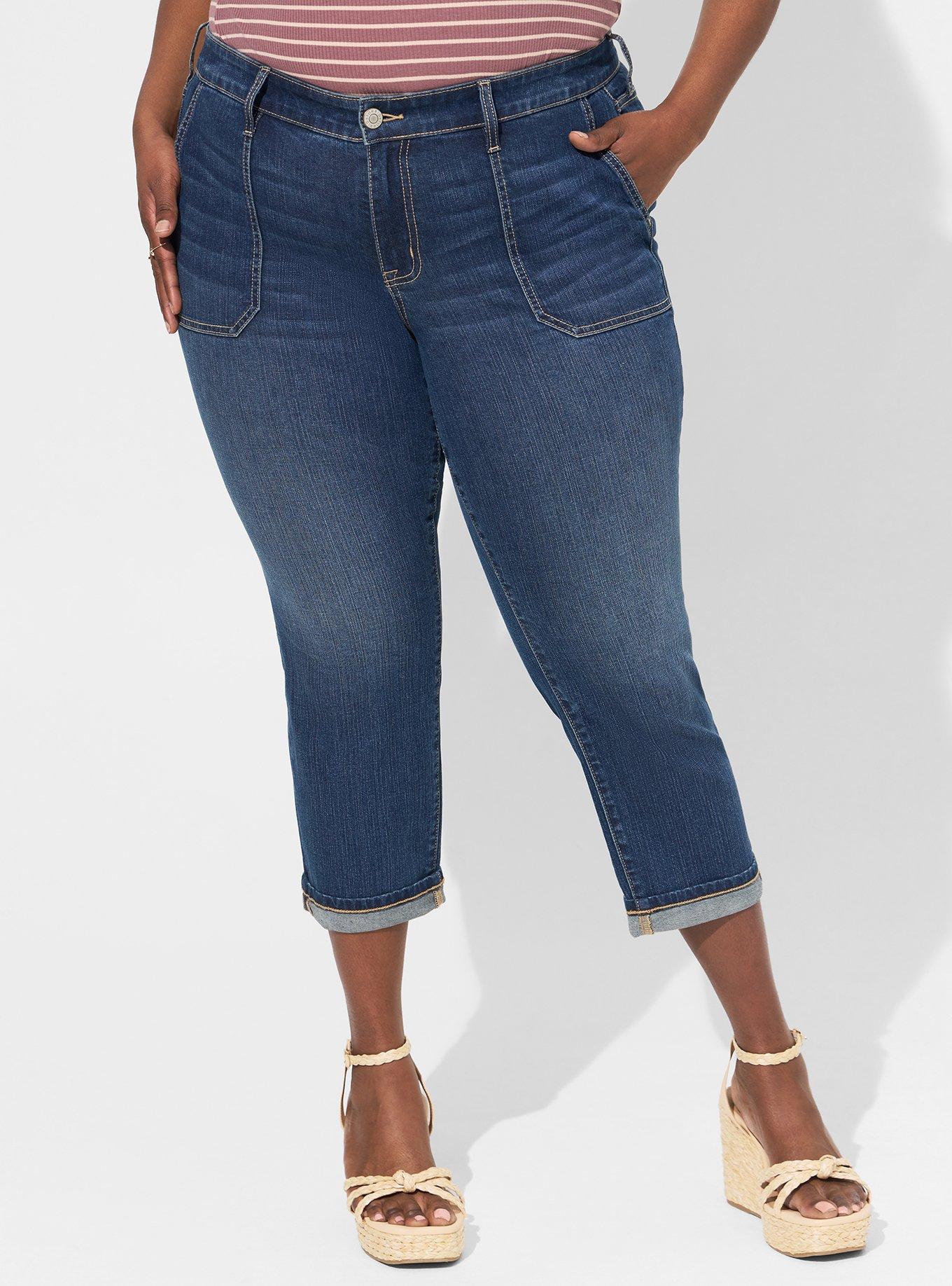Plus Size - Crop Boyfriend Straight Vintage Stretch Mid-Rise Jean - Torrid