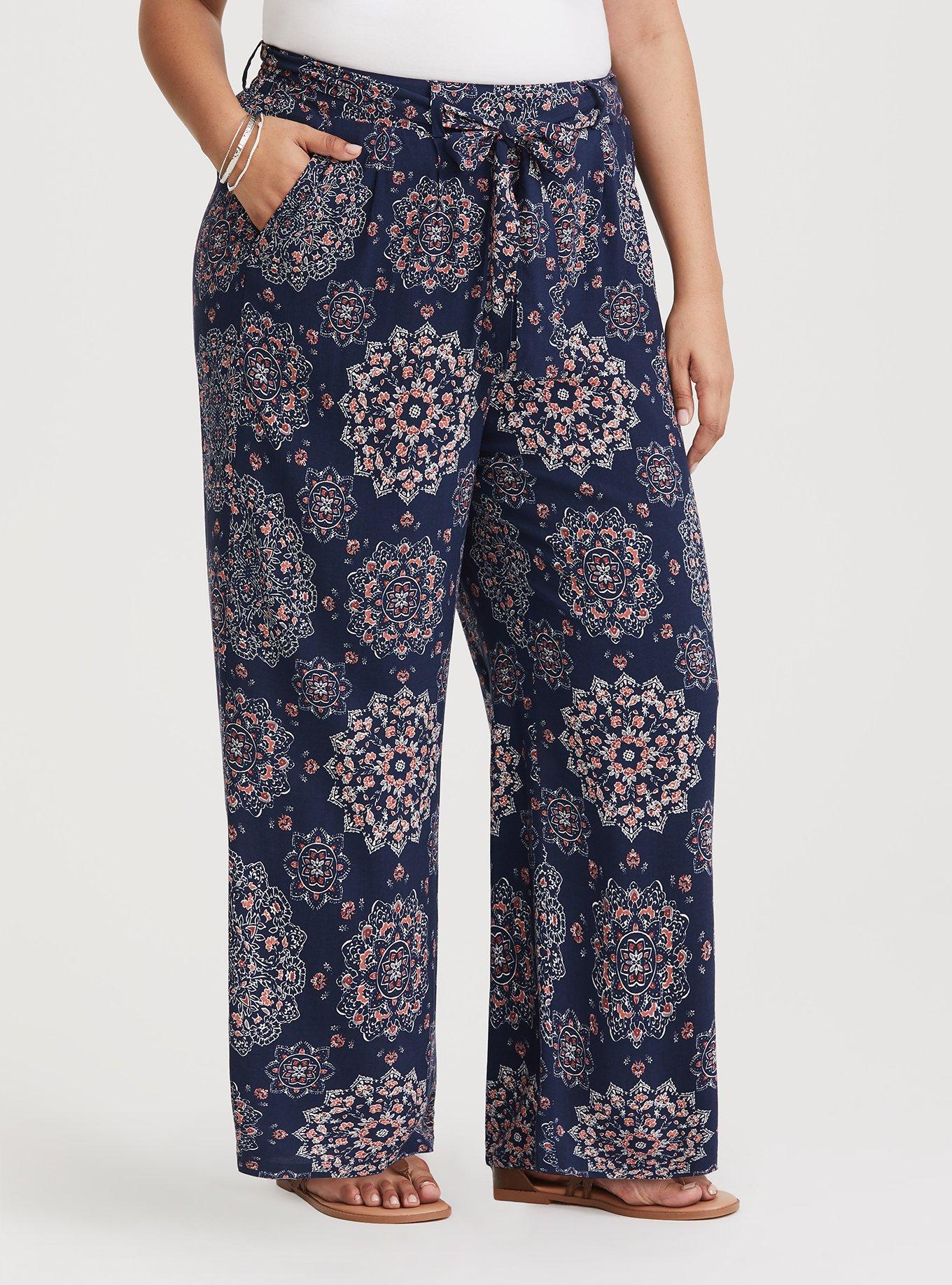 Plus Size - Navy Mandala Wide Leg Challis Pant - Torrid