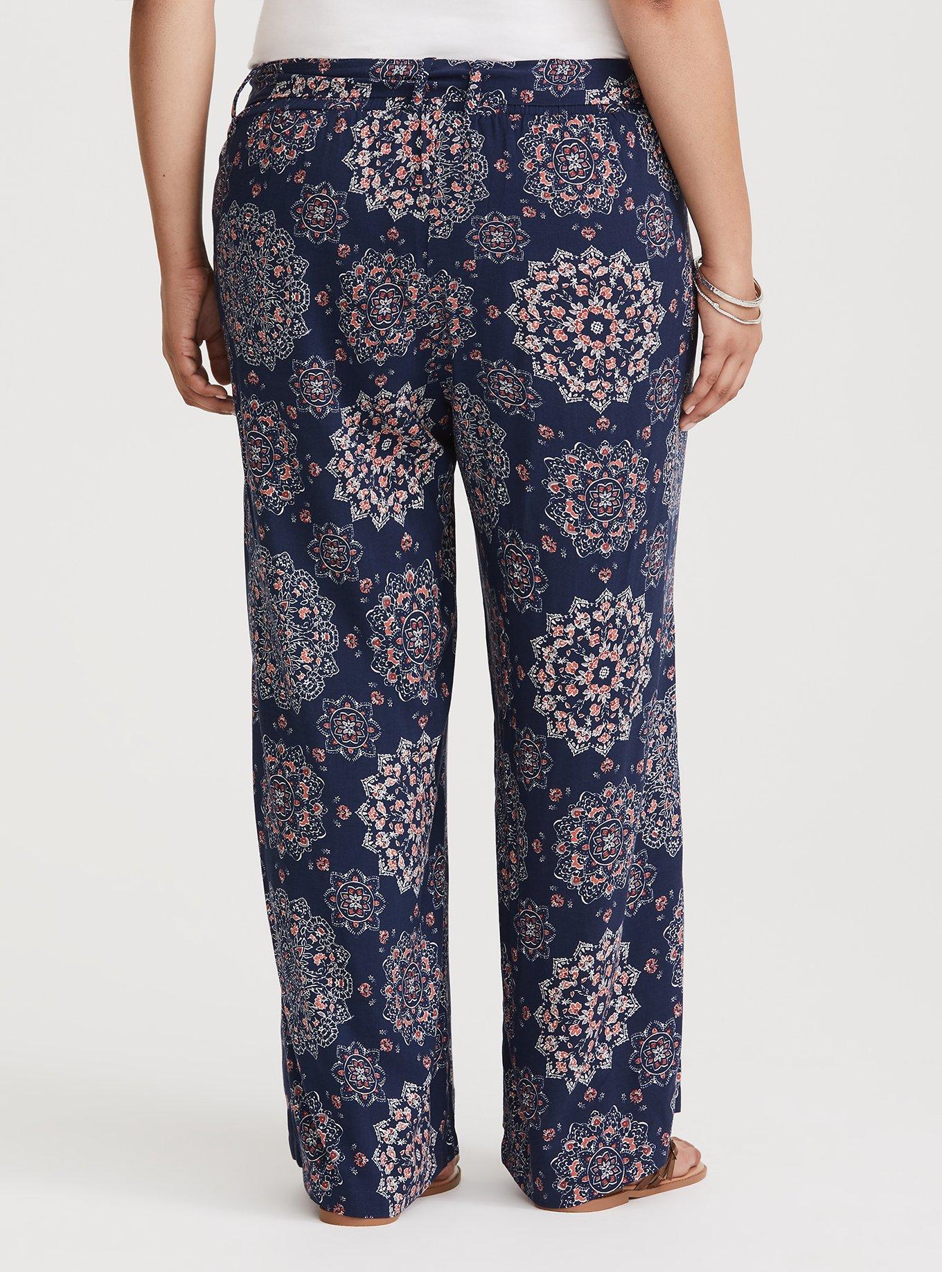 Plus Size - Navy Mandala Wide Leg Challis Pant - Torrid