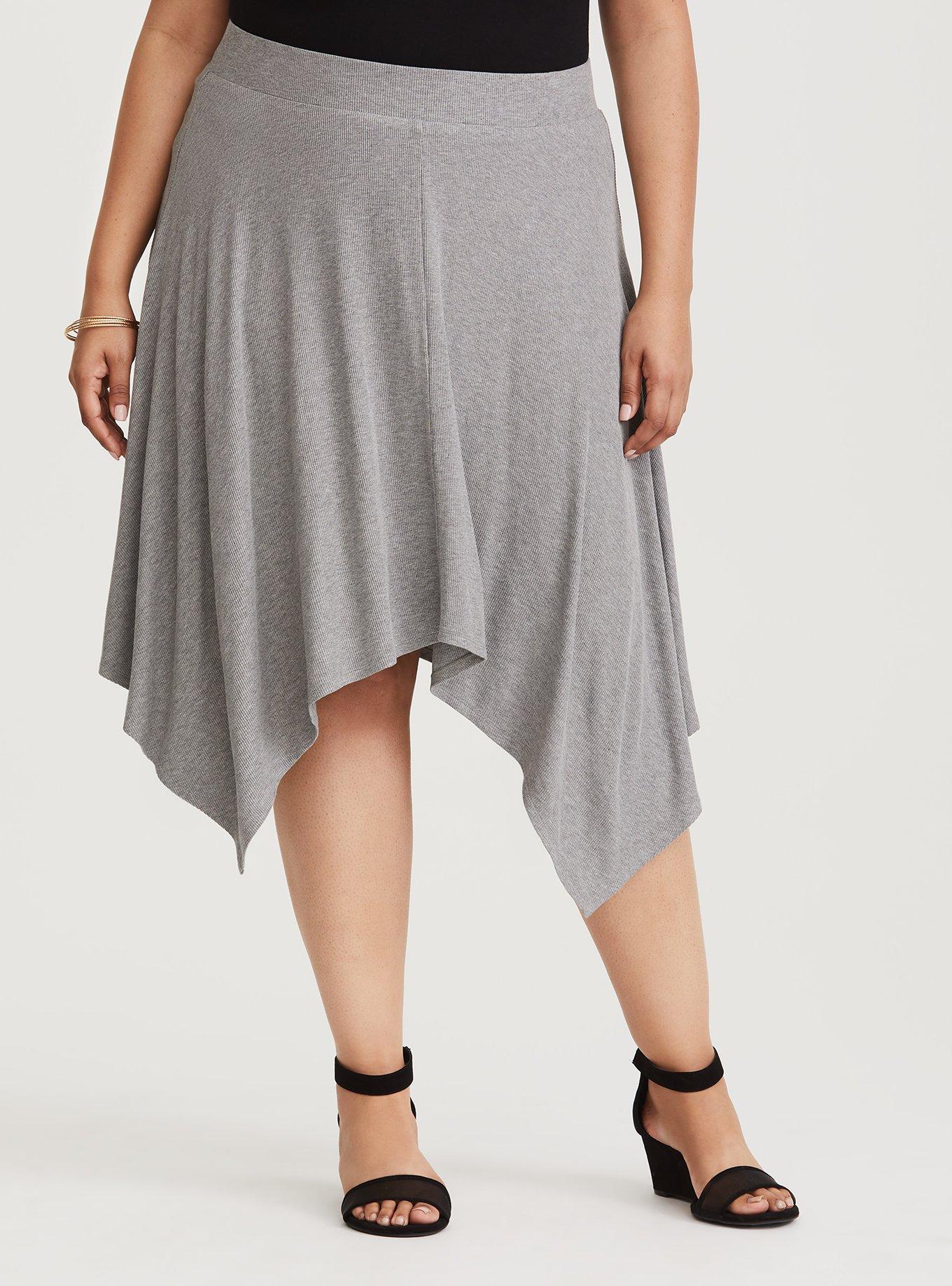 Plus Size - Grey Ribbed Knit Midi Skirt - Torrid