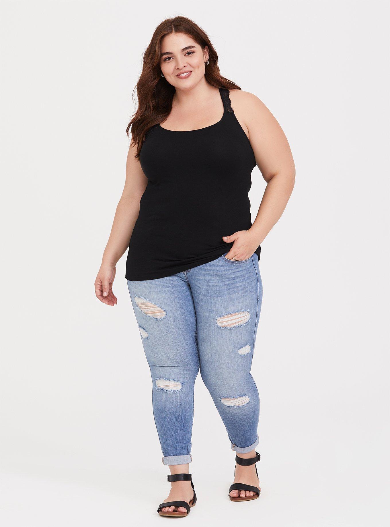 Plus Size - Black Lace Racerback Foxy Tank - Torrid