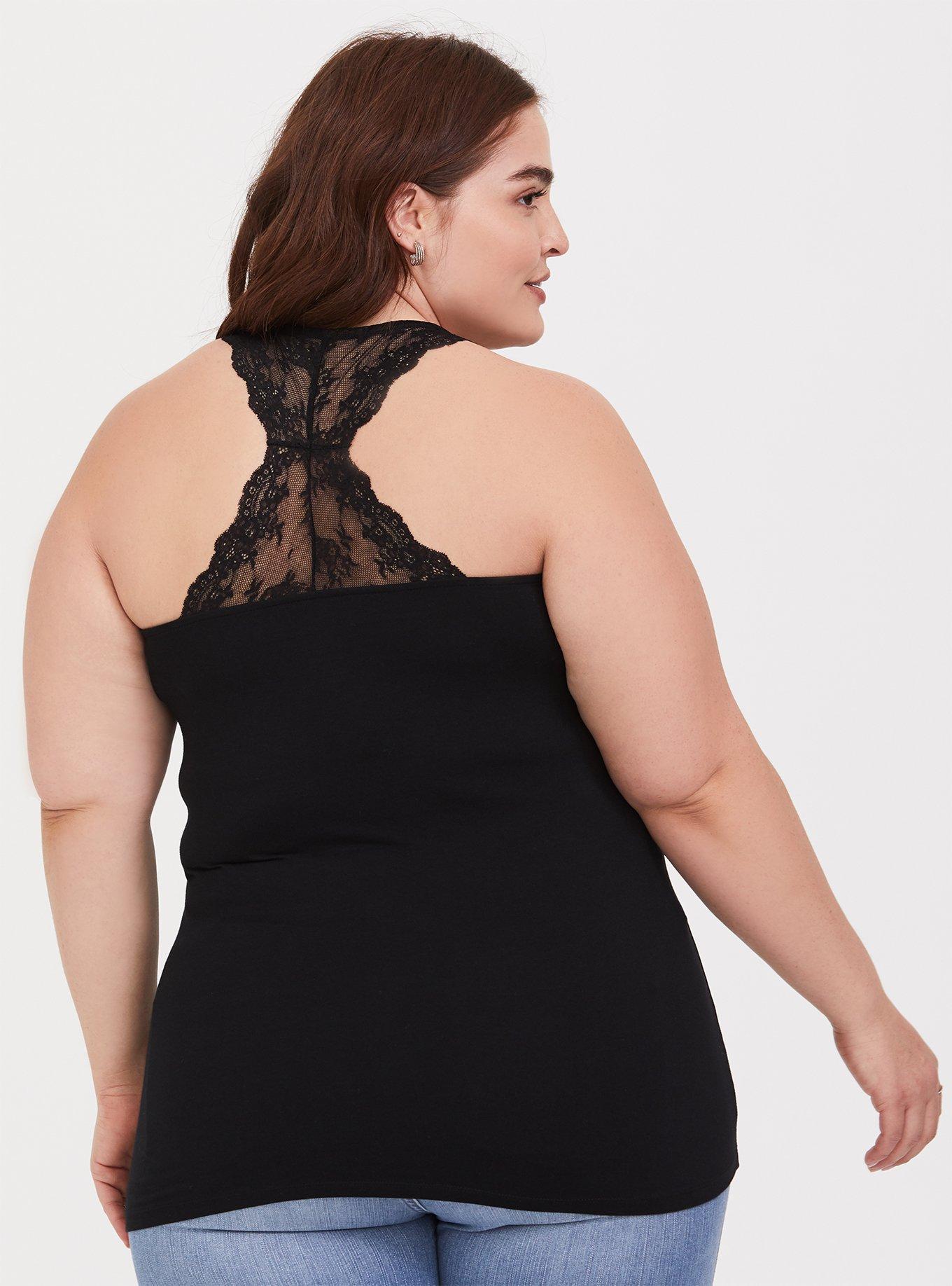 Plus Size - Black Lace Racerback Foxy Tank - Torrid