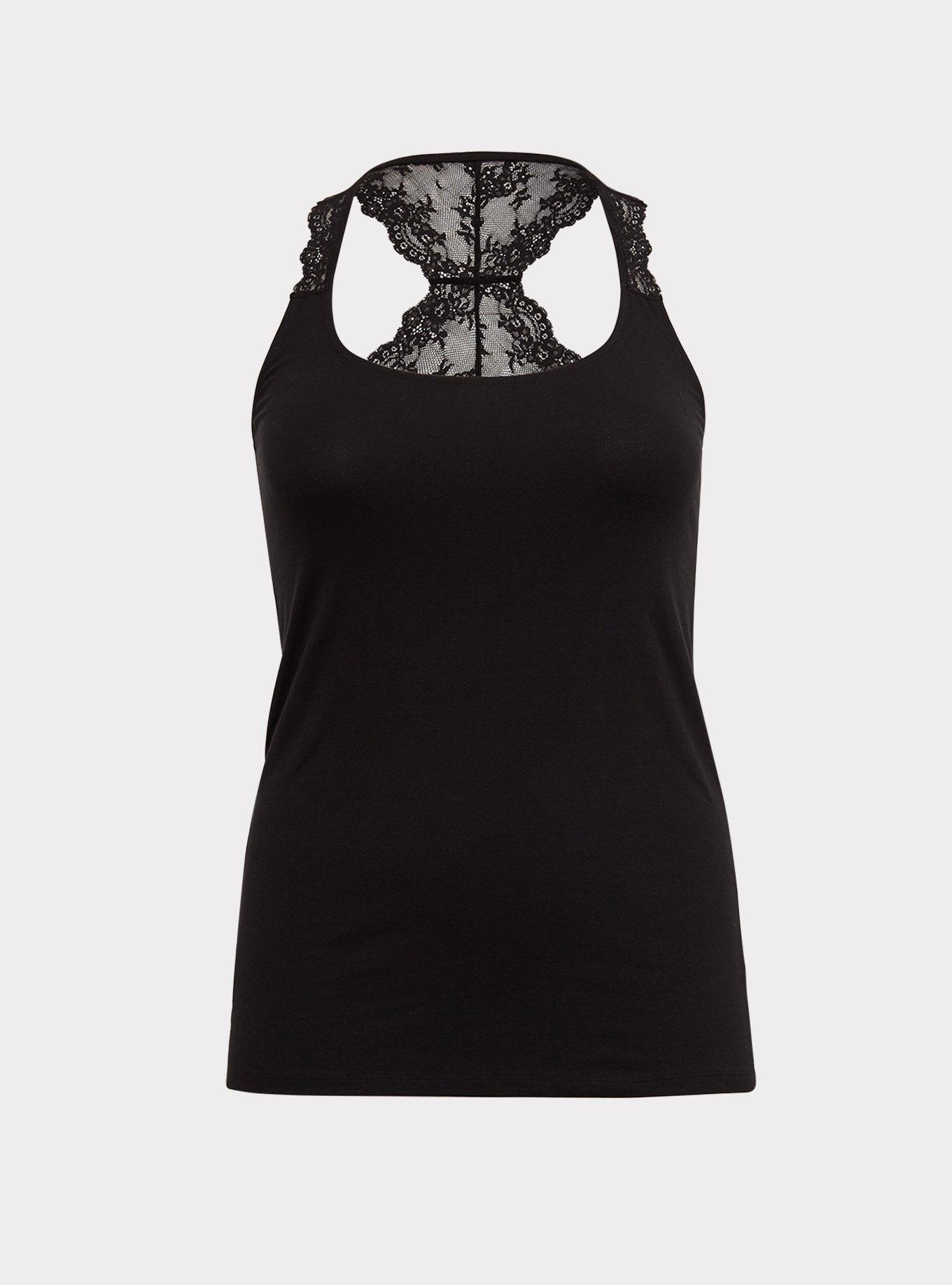 Plus Size - Black Lace Racerback Foxy Tank - Torrid