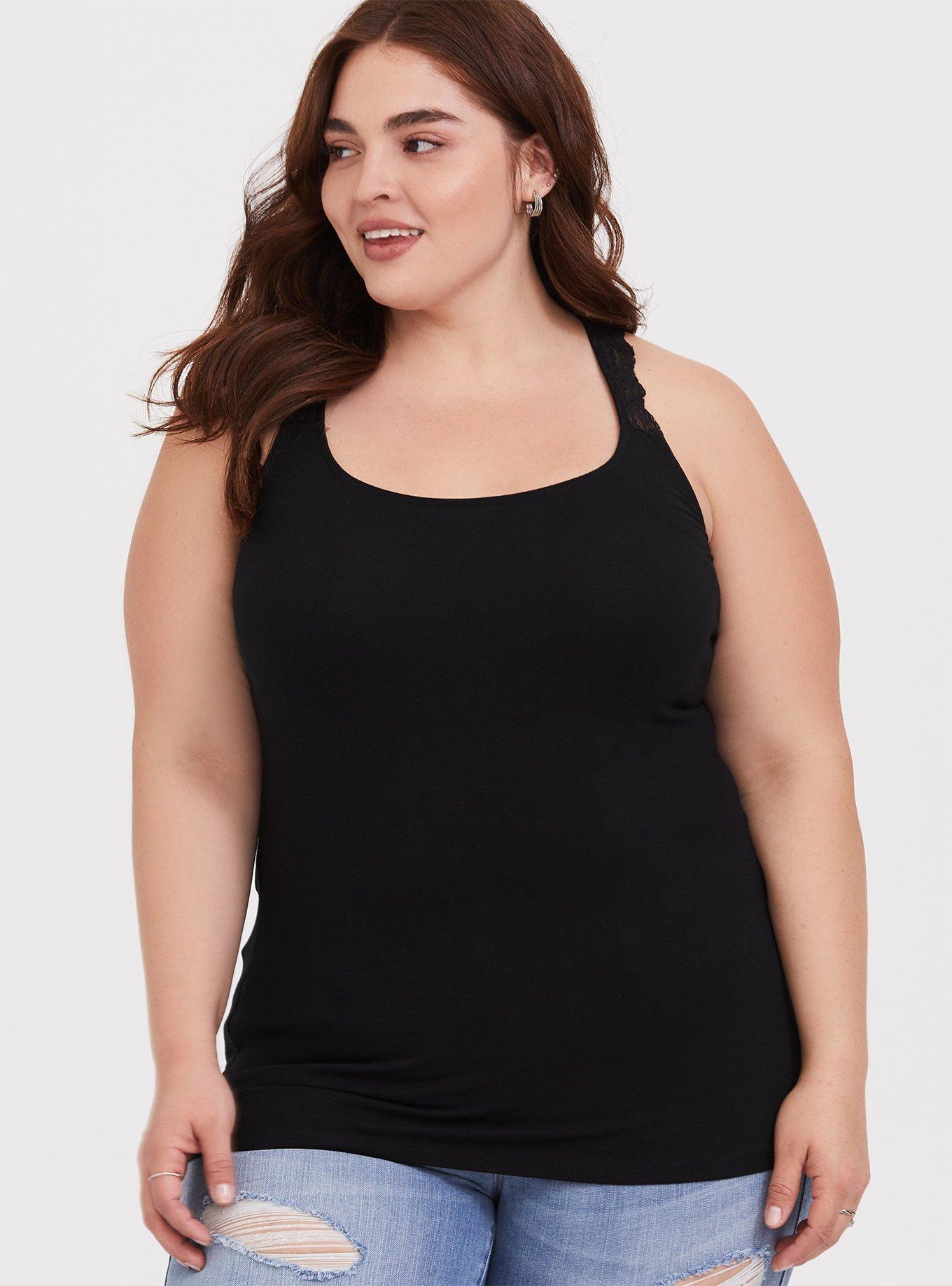 Plus Size - Black Lace Racerback Foxy Tank - Torrid