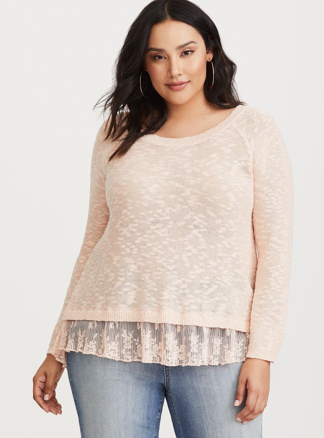 Plus Size - Blush Split Back Knit Sweater - Torrid