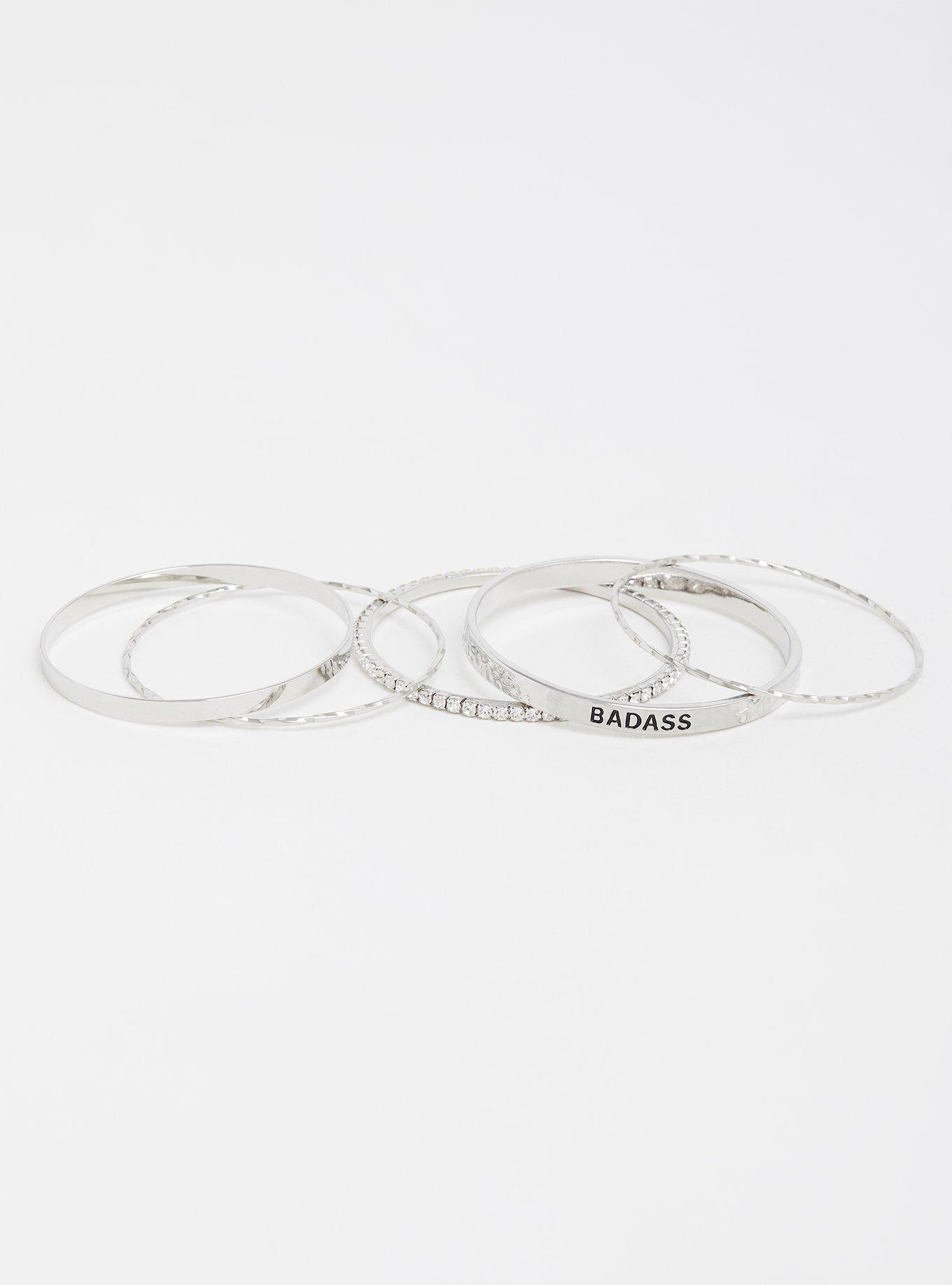 Plus Size - Silver-Tone 'Badass' Bangles Set - Set of 5 - Torrid
